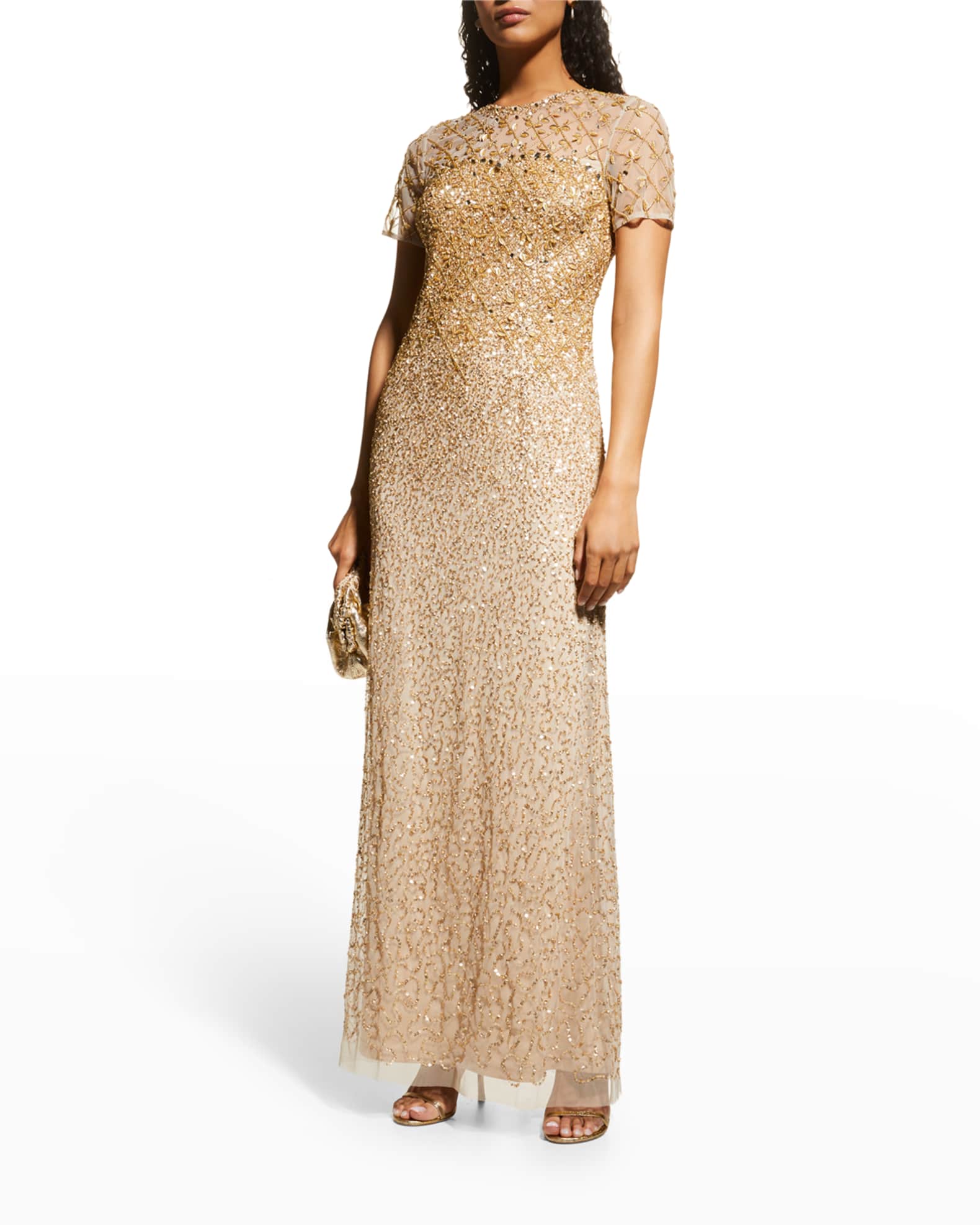 Aidan Mattox Ombre Sequin Column Gown | Neiman Marcus