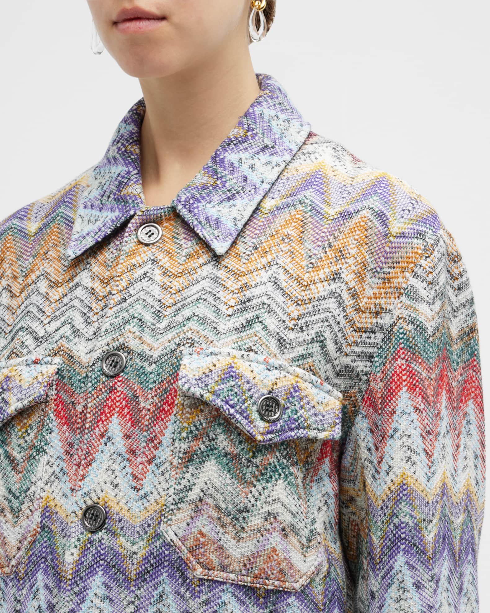Missoni Chevron Knit Shirt Jacket | Neiman Marcus