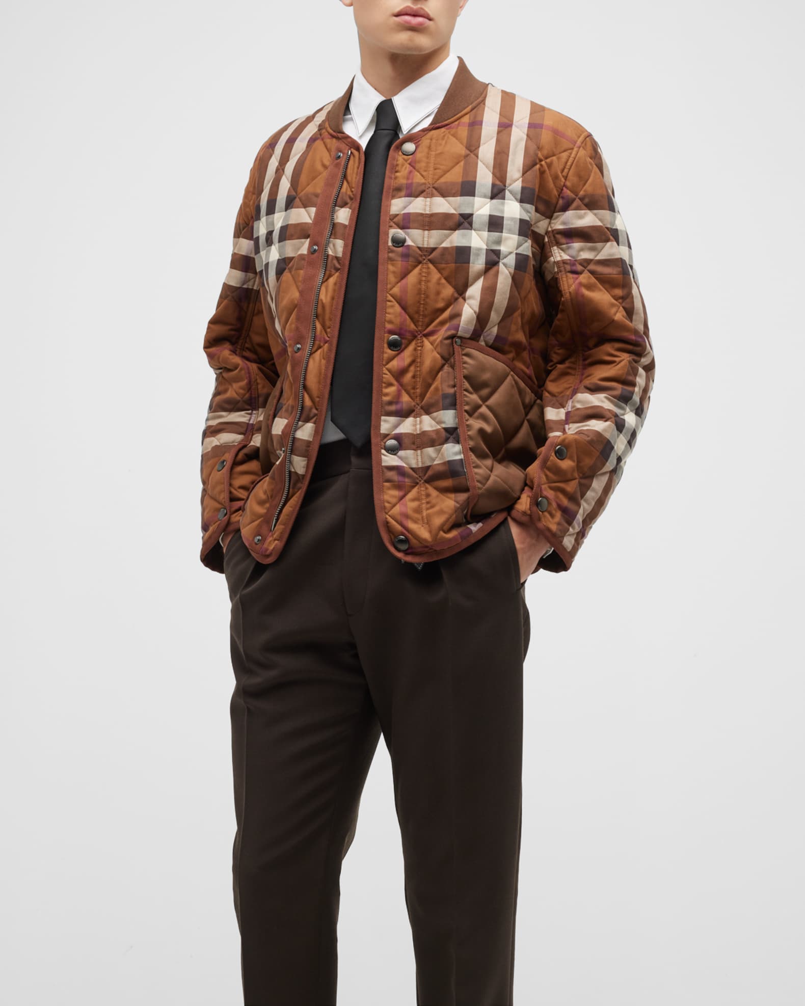 Burberry Men's York Quilted Vintage Check Coat | Neiman Marcus