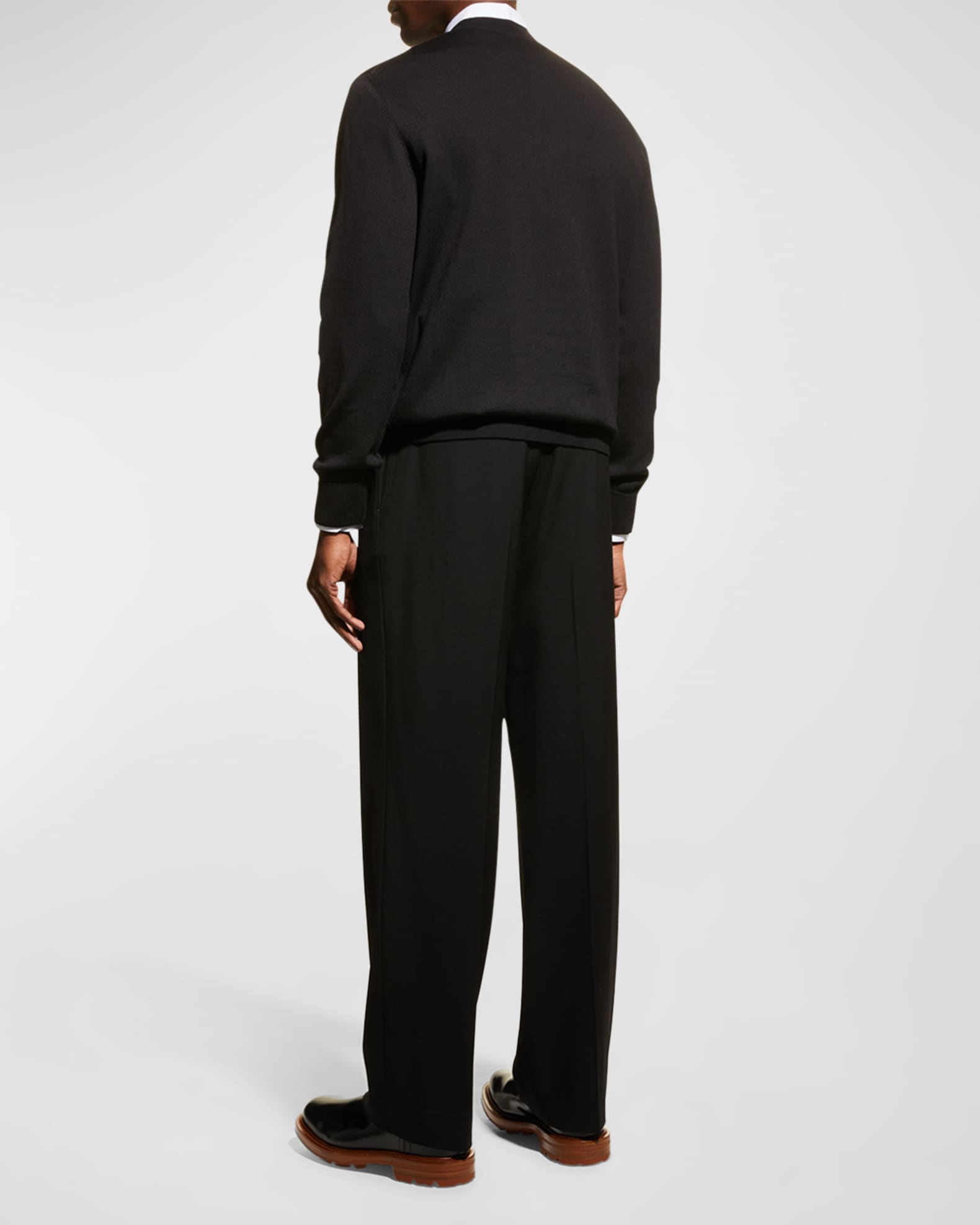 Burberry Men's Fennell Logo Merino Crewneck Sweater | Neiman Marcus