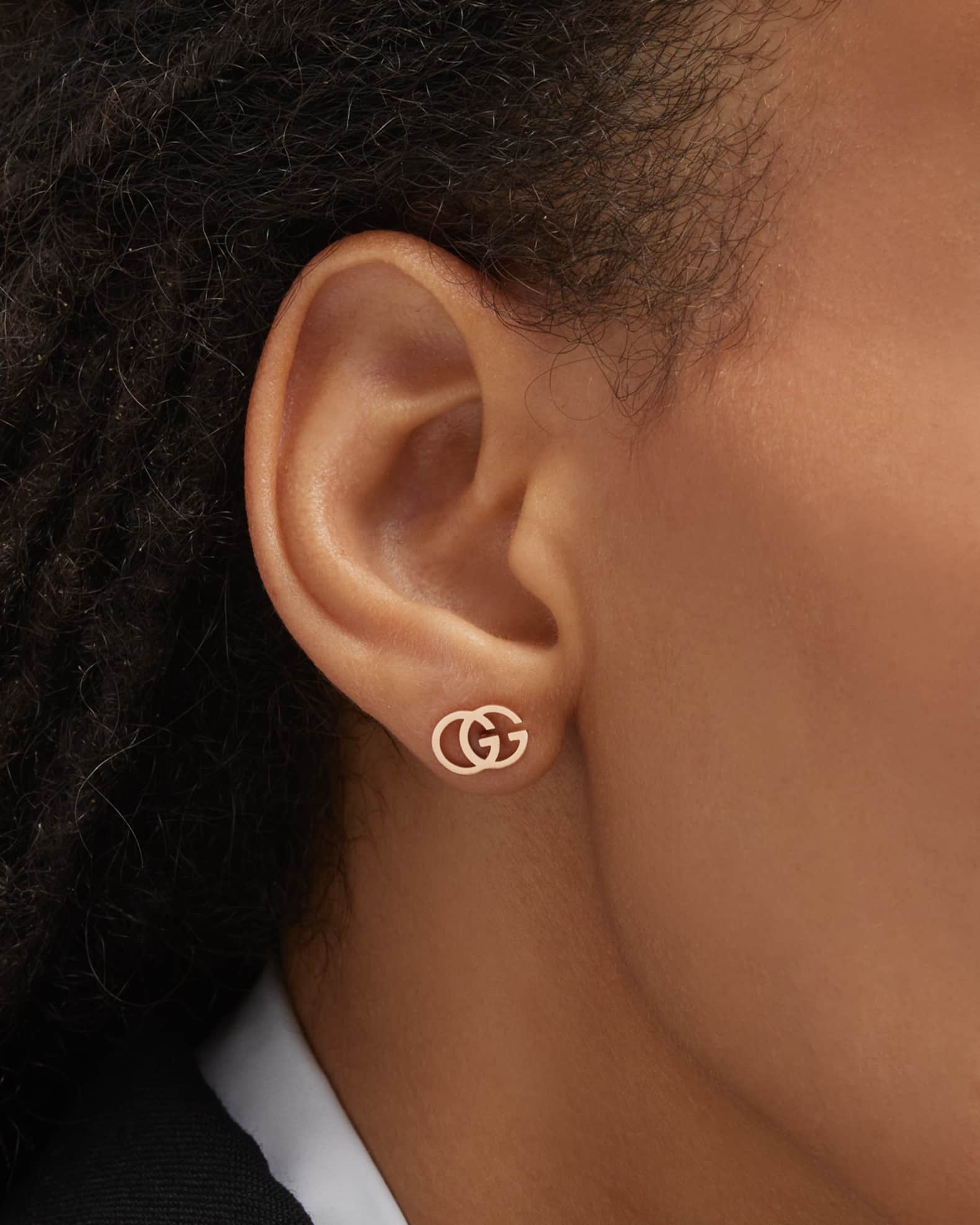 Gucci 18K Yellow Gold Running G Stud Earrings | Neiman Marcus