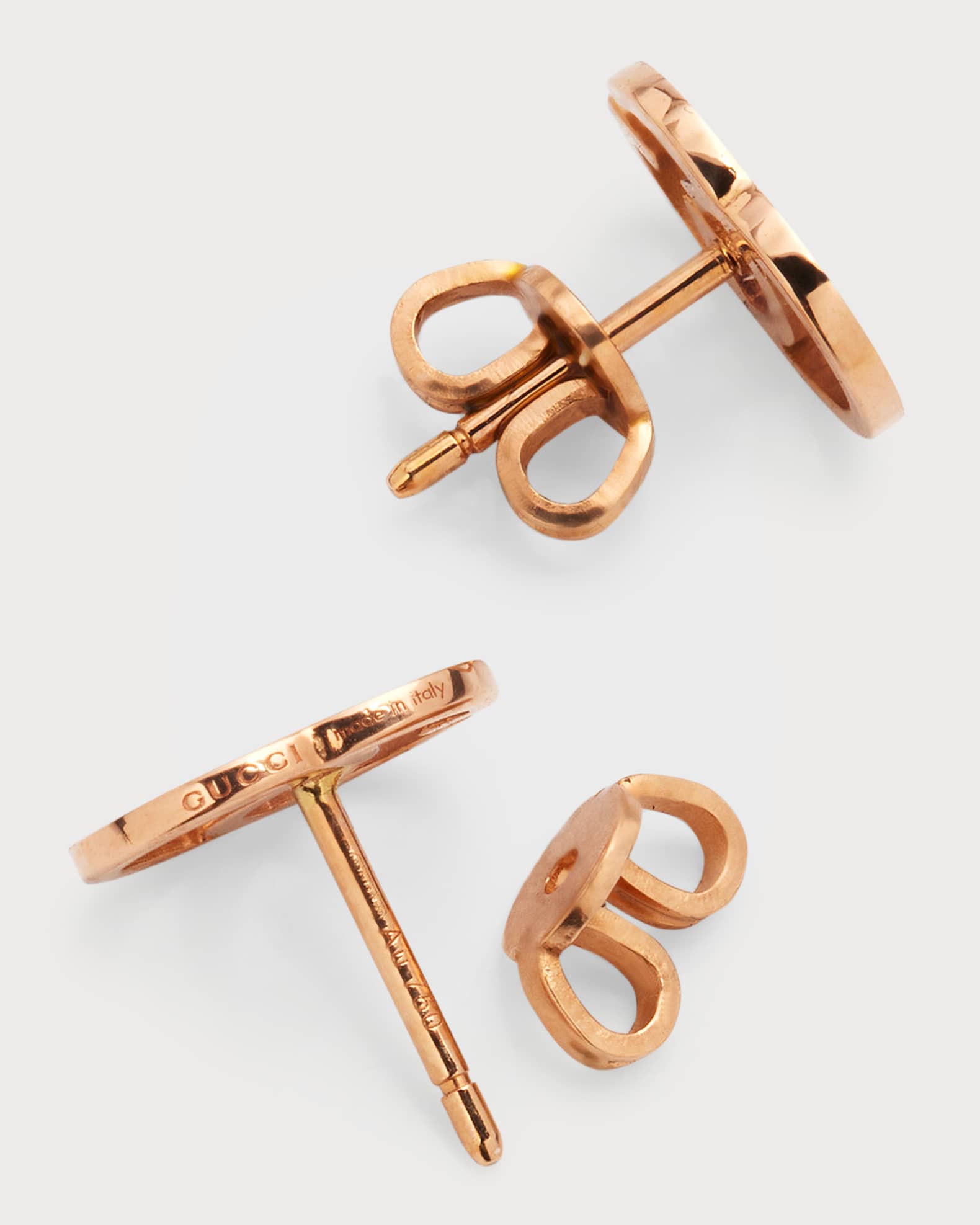 Gucci 18K Yellow Gold Running G Stud Earrings | Neiman Marcus