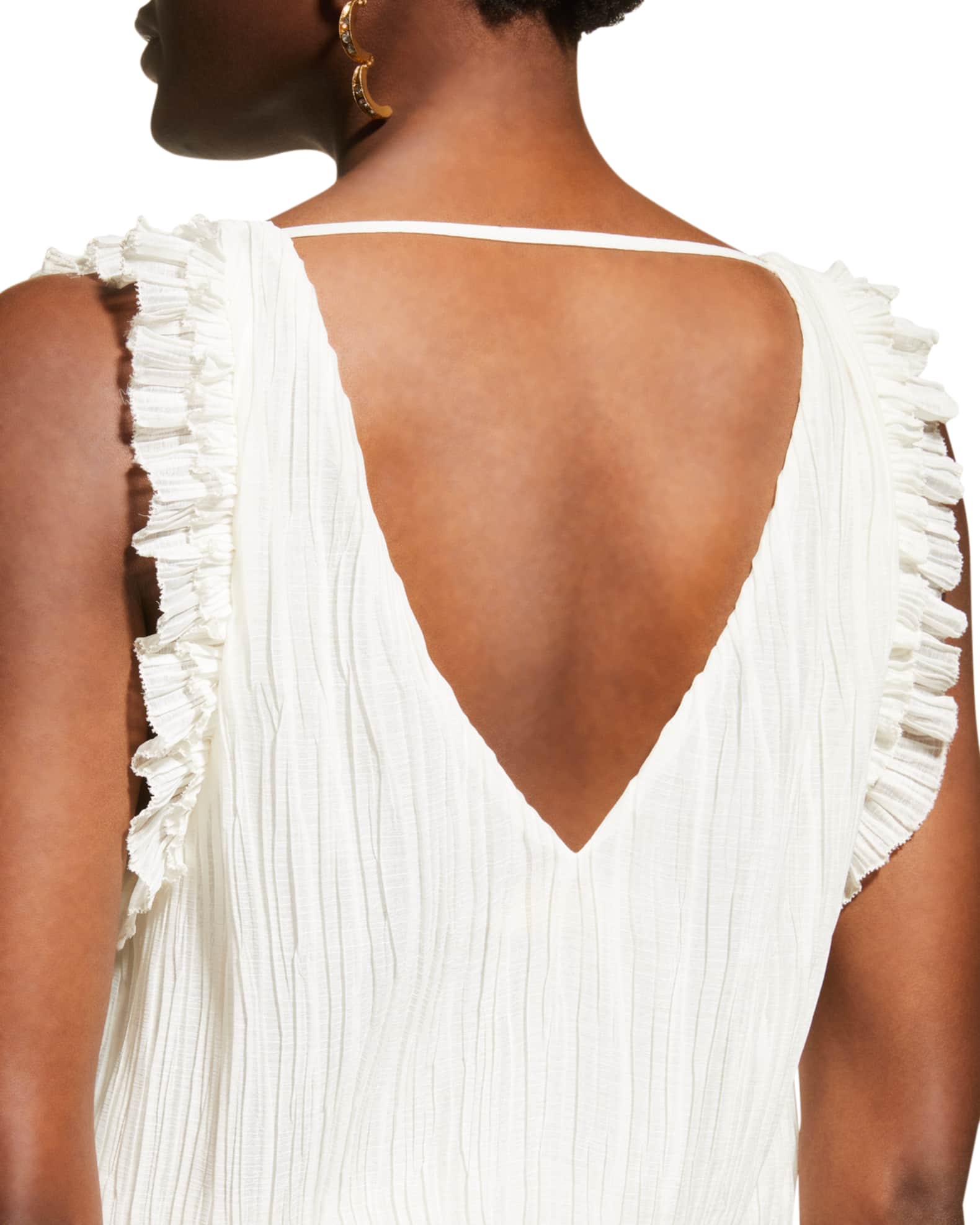Ramy Brook Sutton Smocked-Hem Ruffle Tank Top | Neiman Marcus