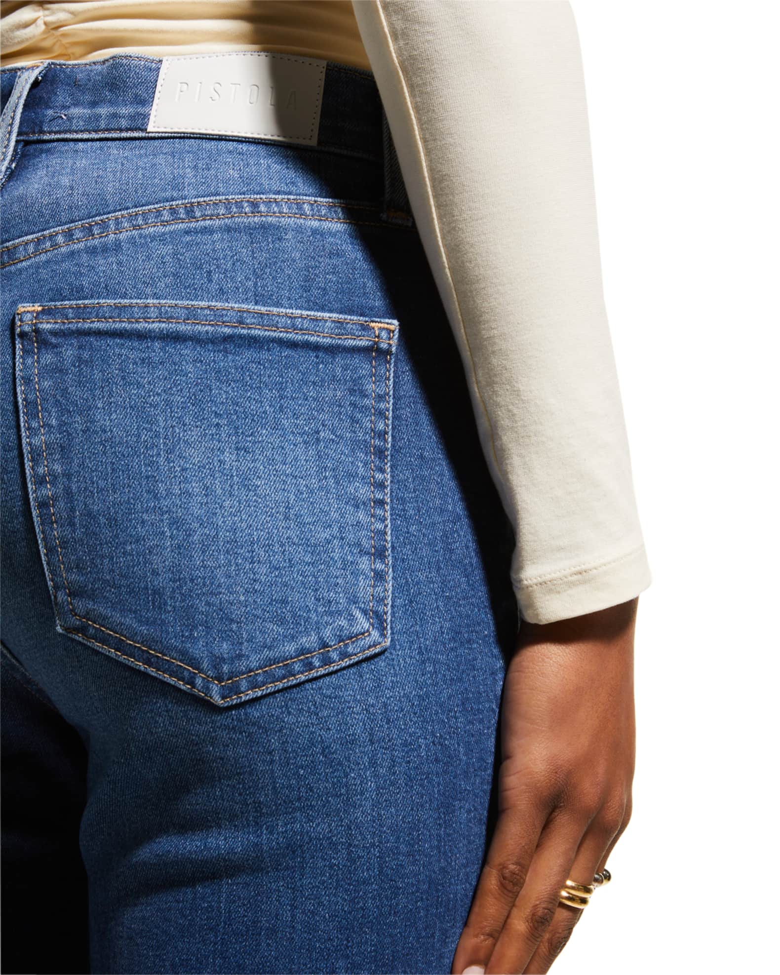 PISTOLA Lennon Cropped Flared Jeans with Raw Hem | Neiman Marcus