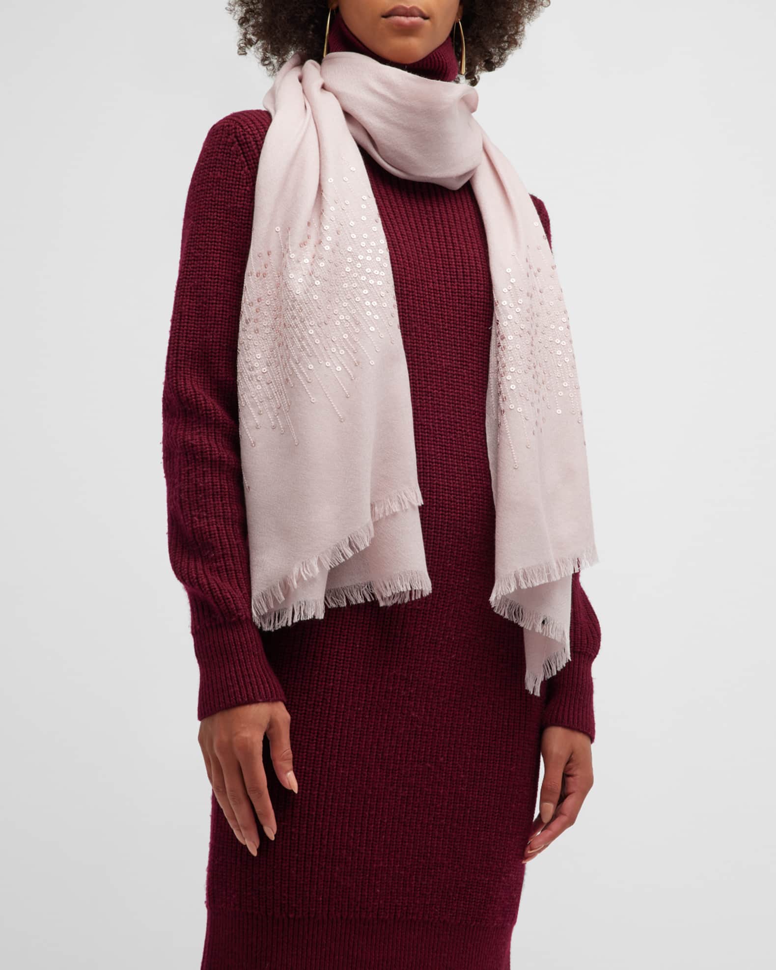Sofia Cashmere Lightweight Cashmere Sequin Scarf | Neiman Marcus