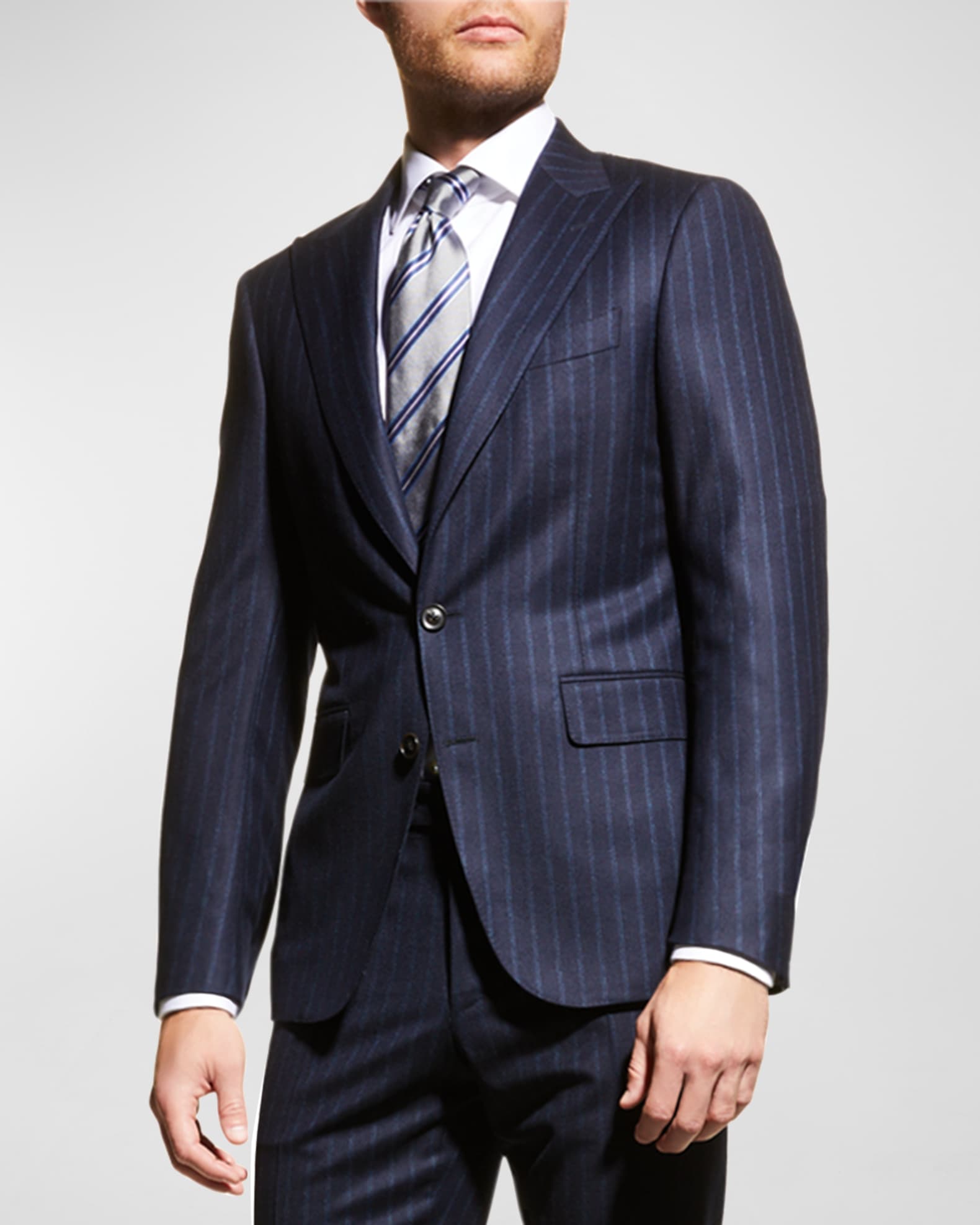 Canali Men's Double Stripe Peak-Lapel Suit | Neiman Marcus