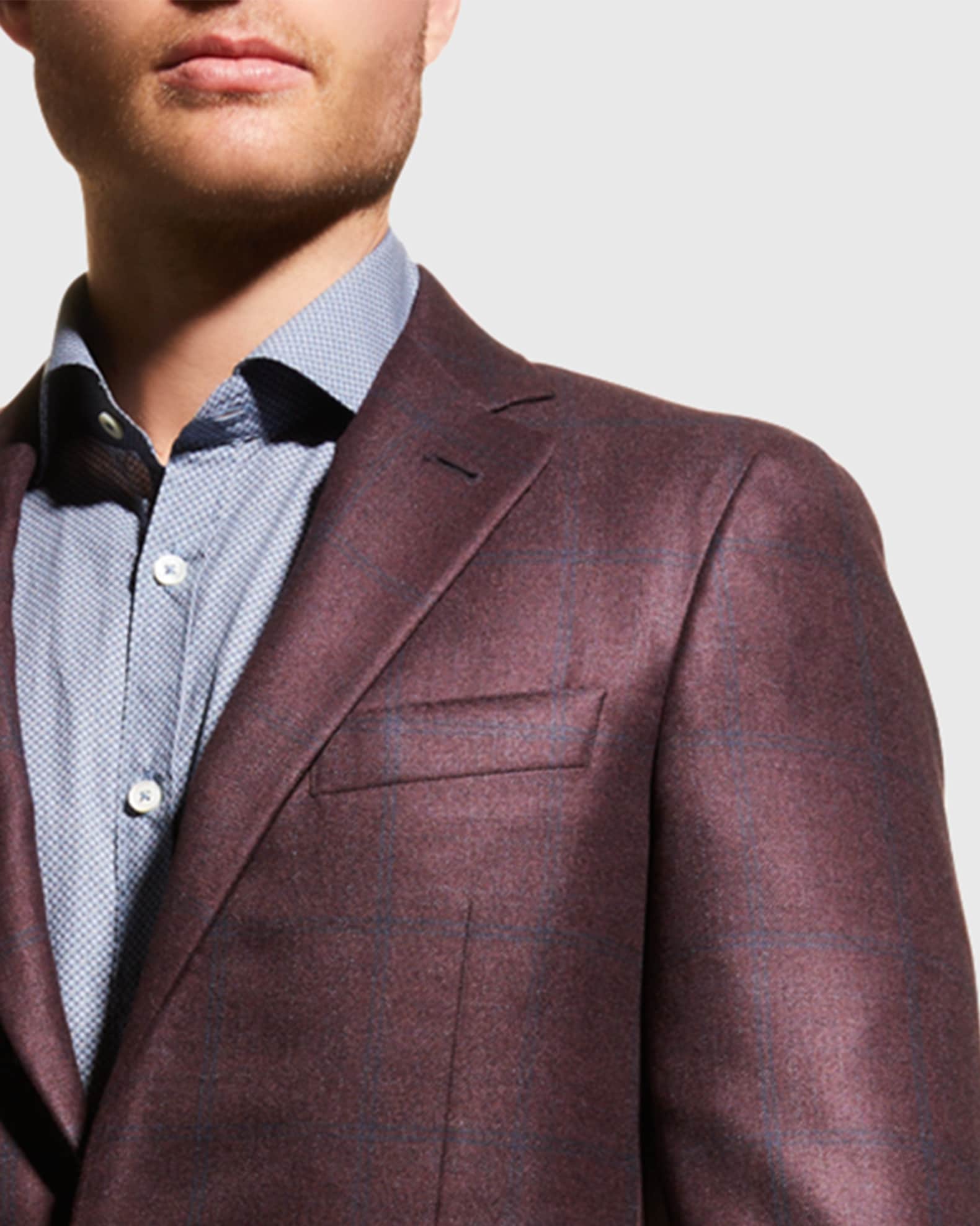 Canali Men's Windowpane Wool Sport Jacket | Neiman Marcus
