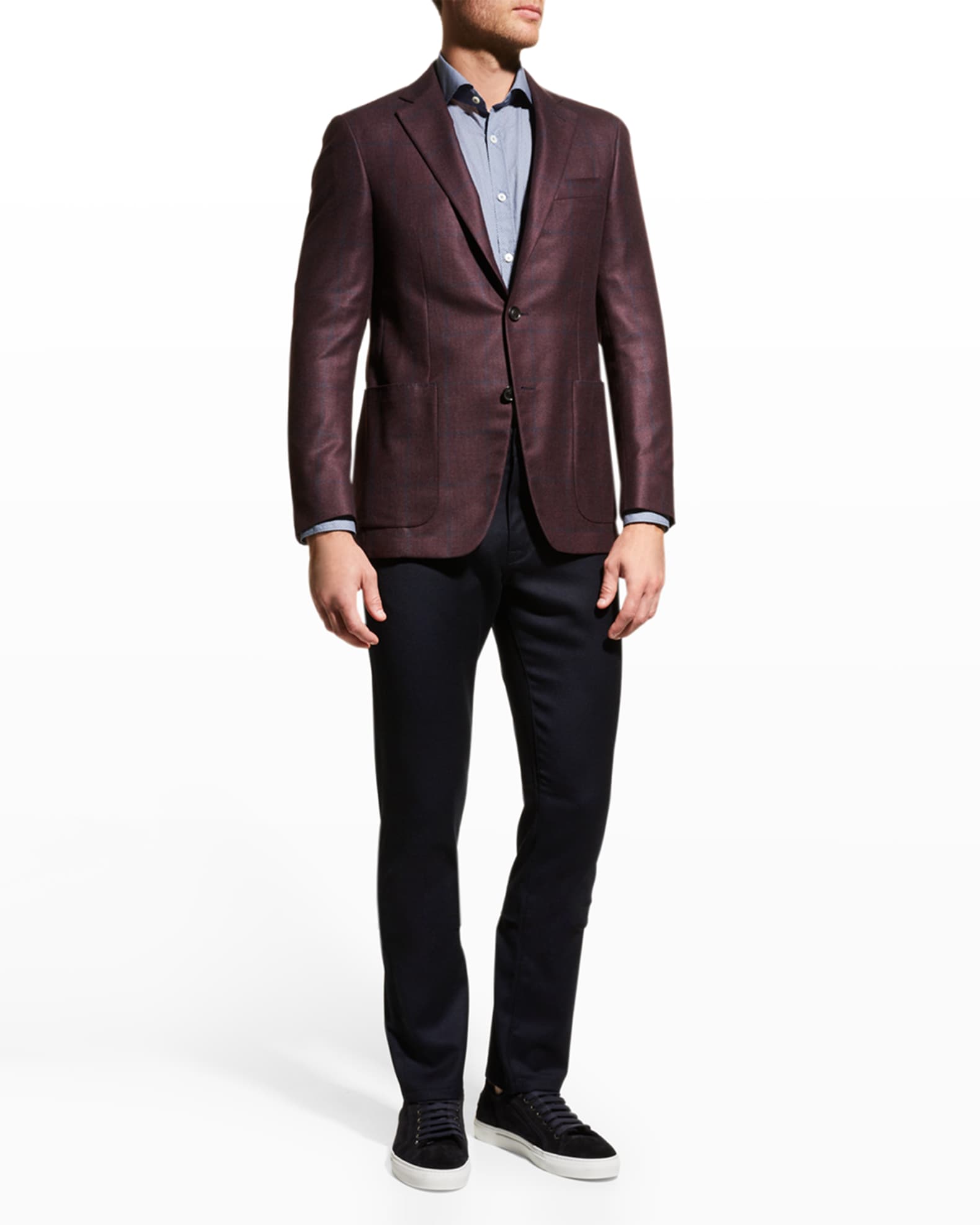 Canali Men's Windowpane Wool Sport Jacket | Neiman Marcus
