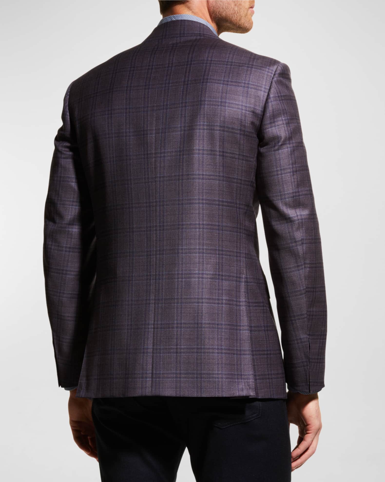 Canali Men's Plaid Wool Sport Jacket | Neiman Marcus