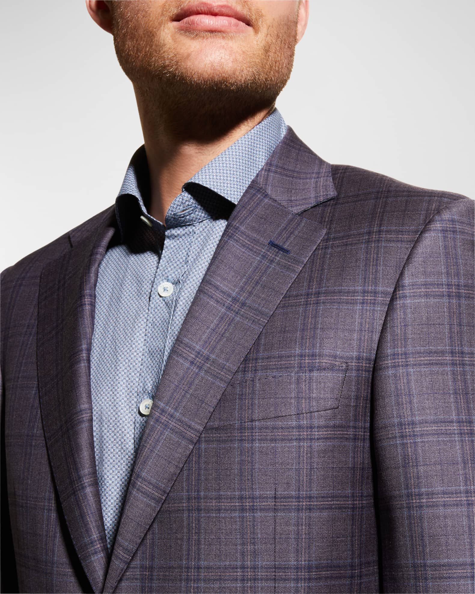 Canali Men's Plaid Wool Sport Jacket | Neiman Marcus