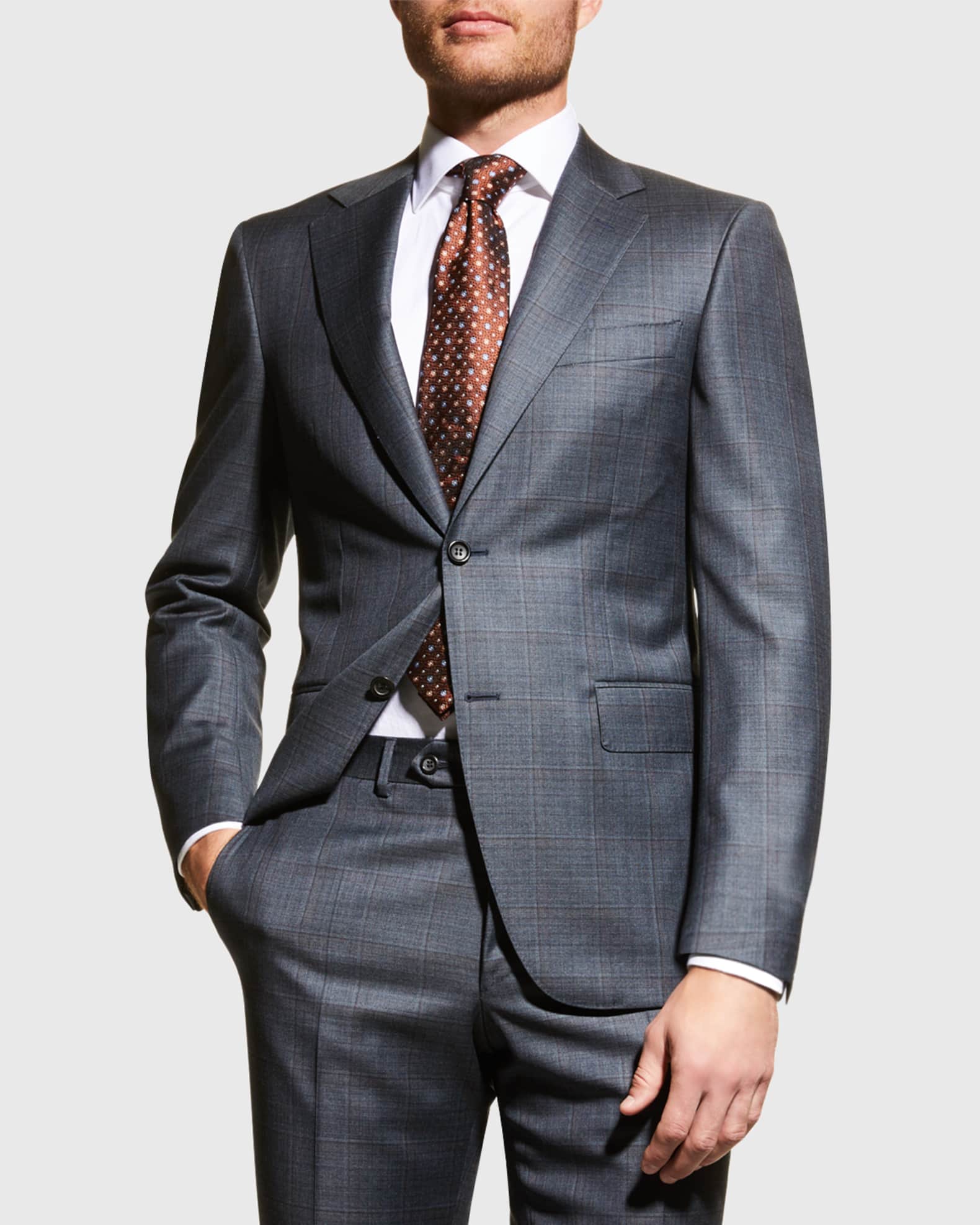 Canali Men's Windowpane Check Suit | Neiman Marcus