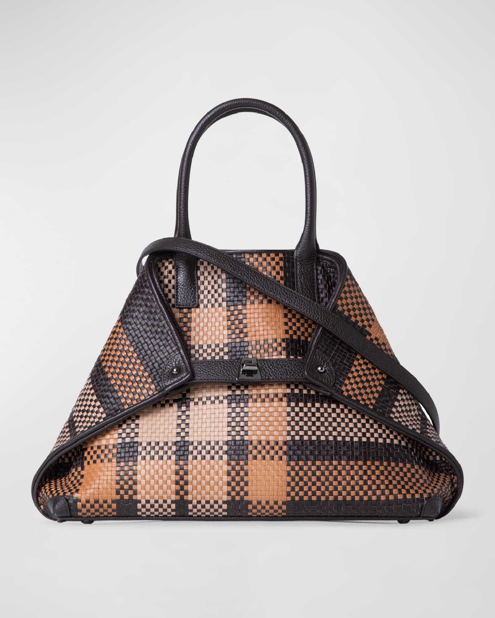 Akris Ai Small Plaid Braided Top-Handle Bag | Neiman Marcus