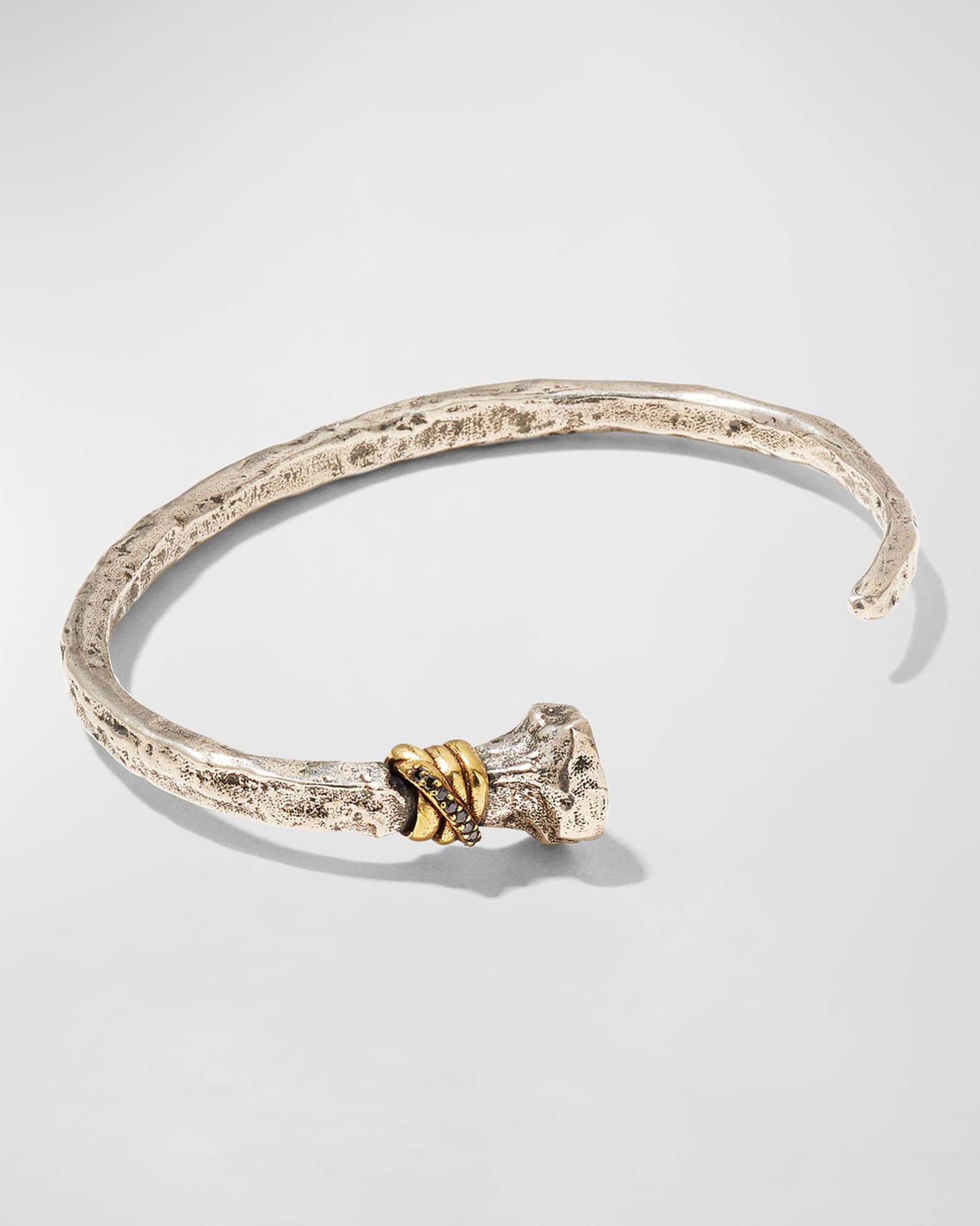 John Varvatos Men's Distressed Cuff Bracelet w/ Black Diamonds | Neiman ...