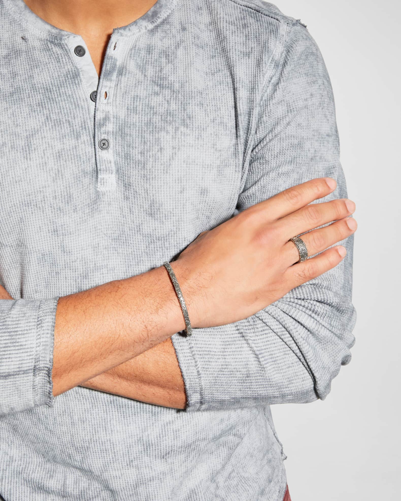 John Varvatos Men's Artisan Woven Texture Cuff Bracelet | Neiman Marcus