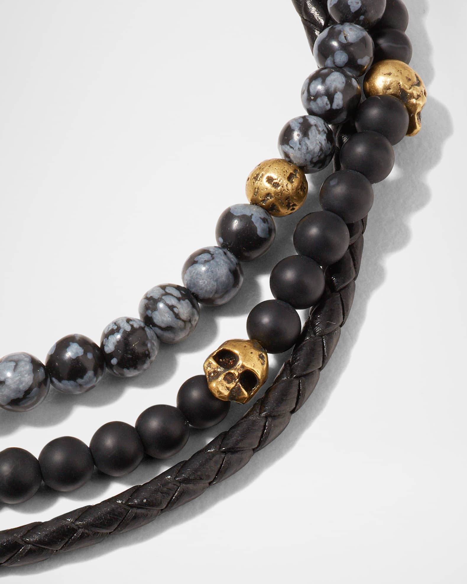 Men's Multi-Strand Leather and Beaded Bracelet | Neiman Marcus