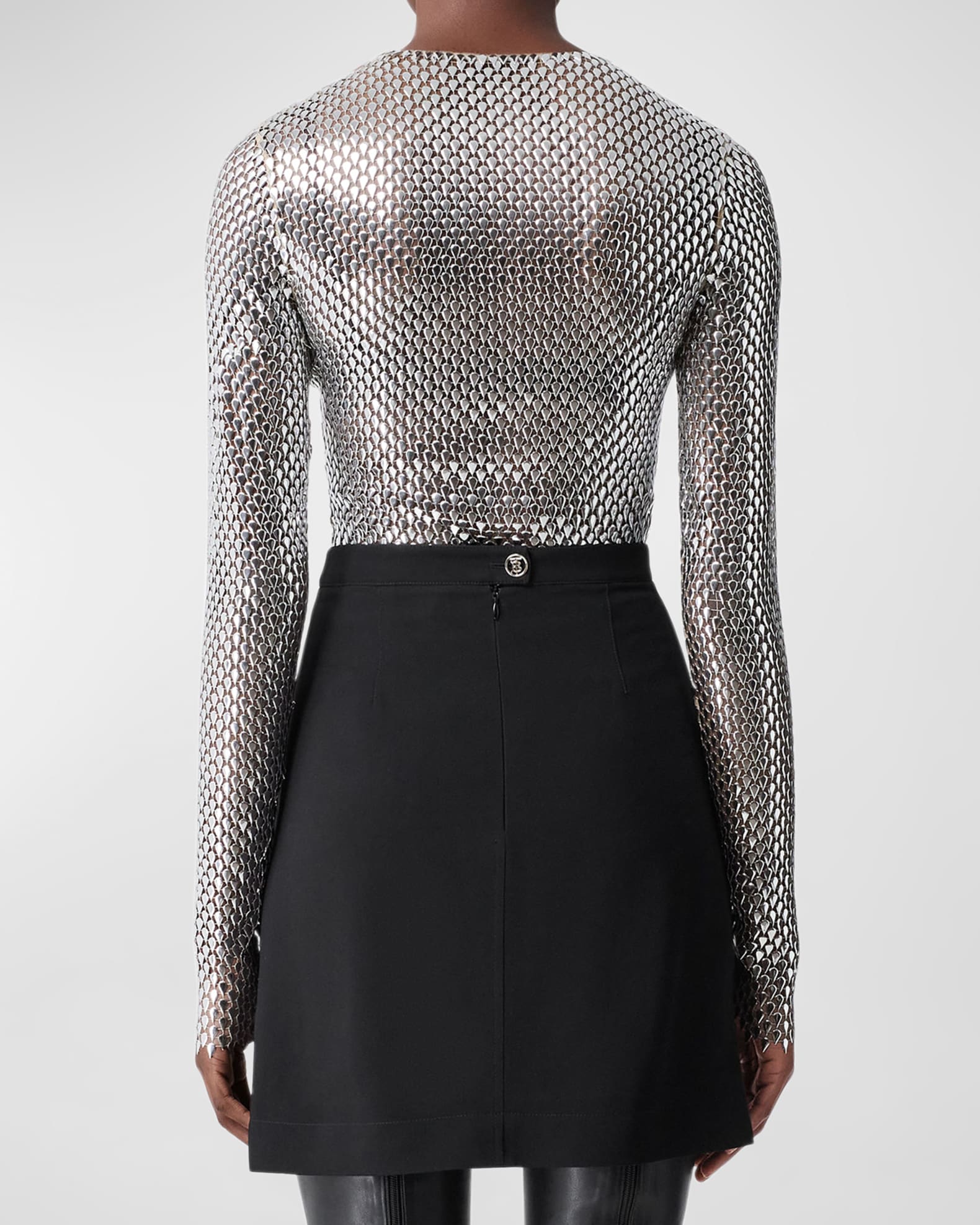 Burberry Sandra Studded Mesh Long-Sleeve Top | Neiman Marcus