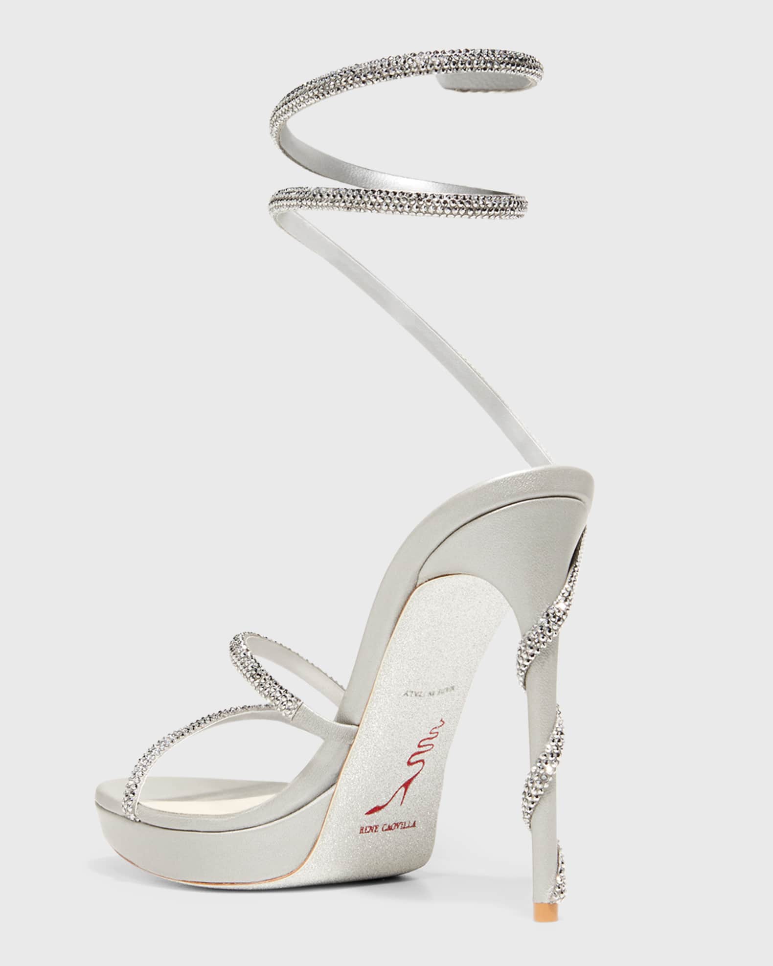 Rene Caovilla Strass Snake-Wrap Platform Sandals | Neiman Marcus