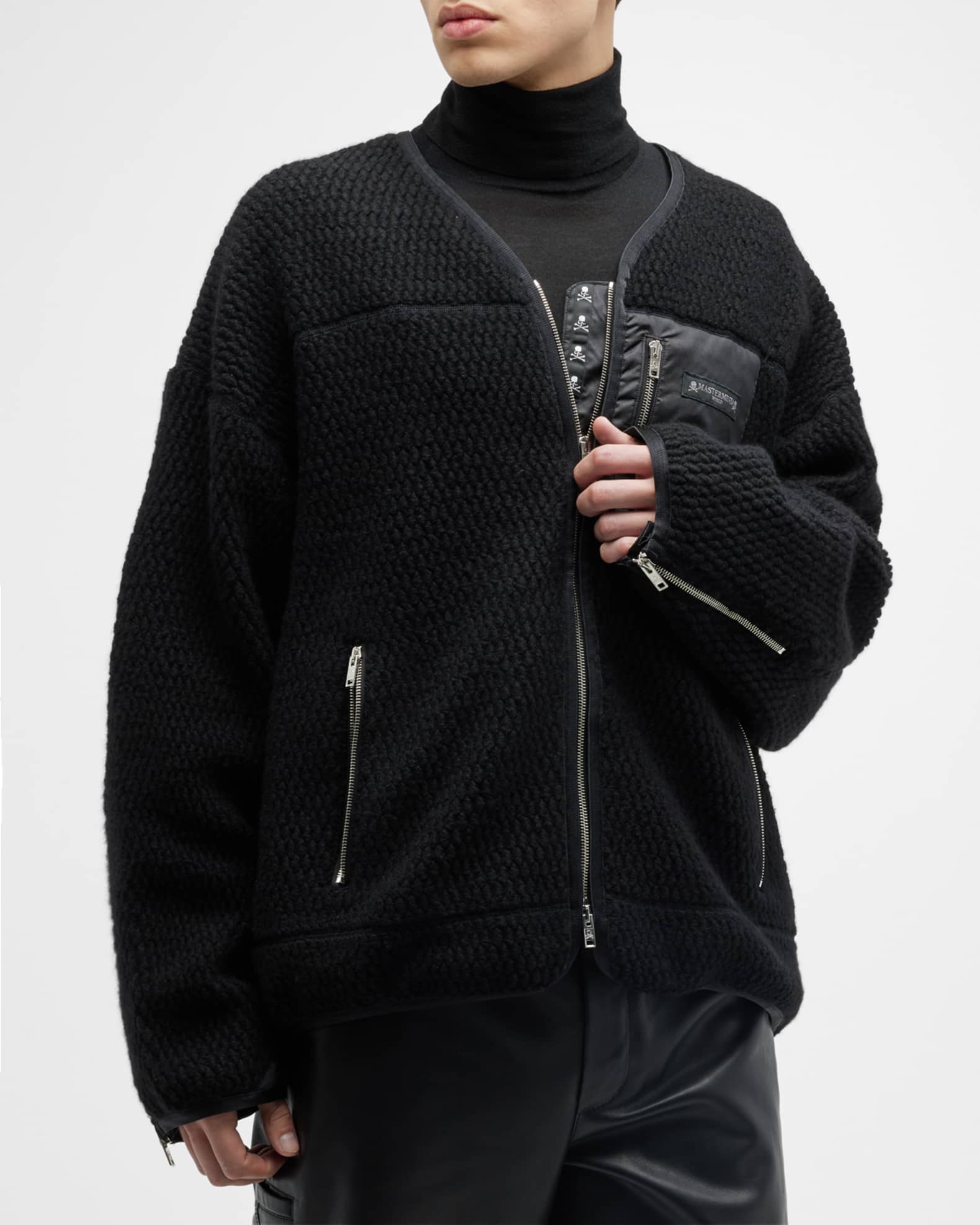 MASTERMIND WORLD Men's Textured Multi-Zip Jacket | Neiman Marcus