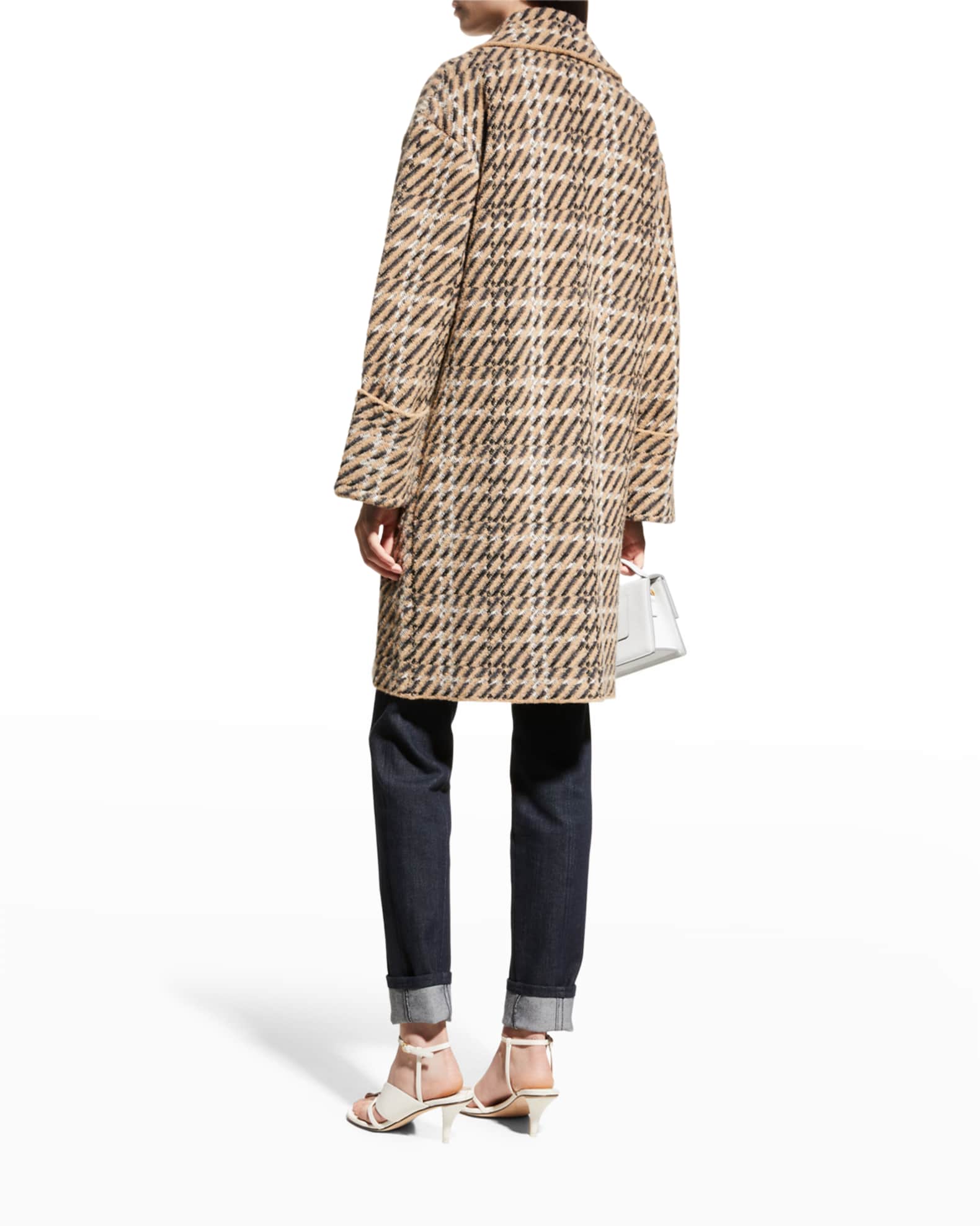 St. John Broken Diagonal Check Wool Coat | Neiman Marcus