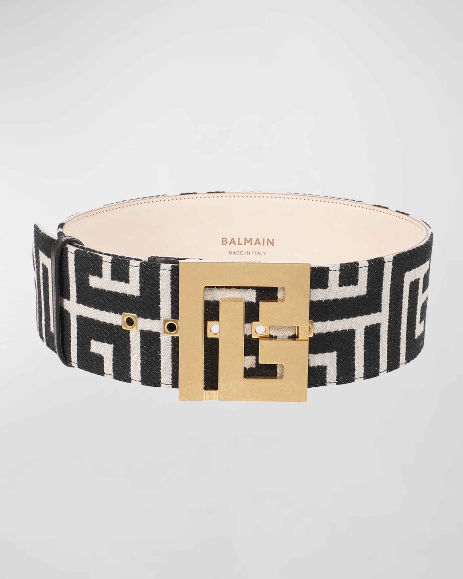 Balmain Maxi Monogram Jacquard Buckle Belt | Neiman Marcus