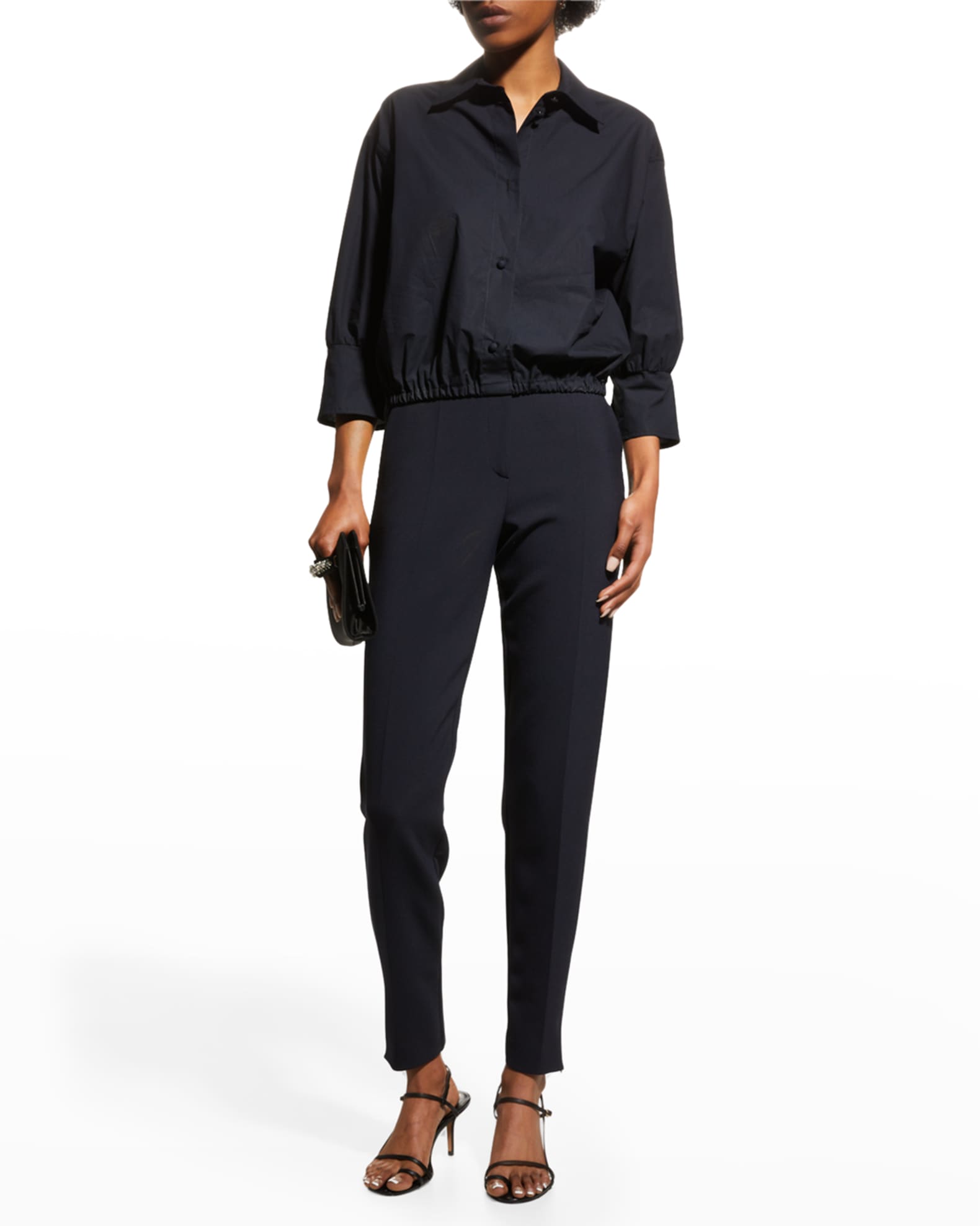 Emporio Armani Tapered High-Rise Trousers | Neiman Marcus