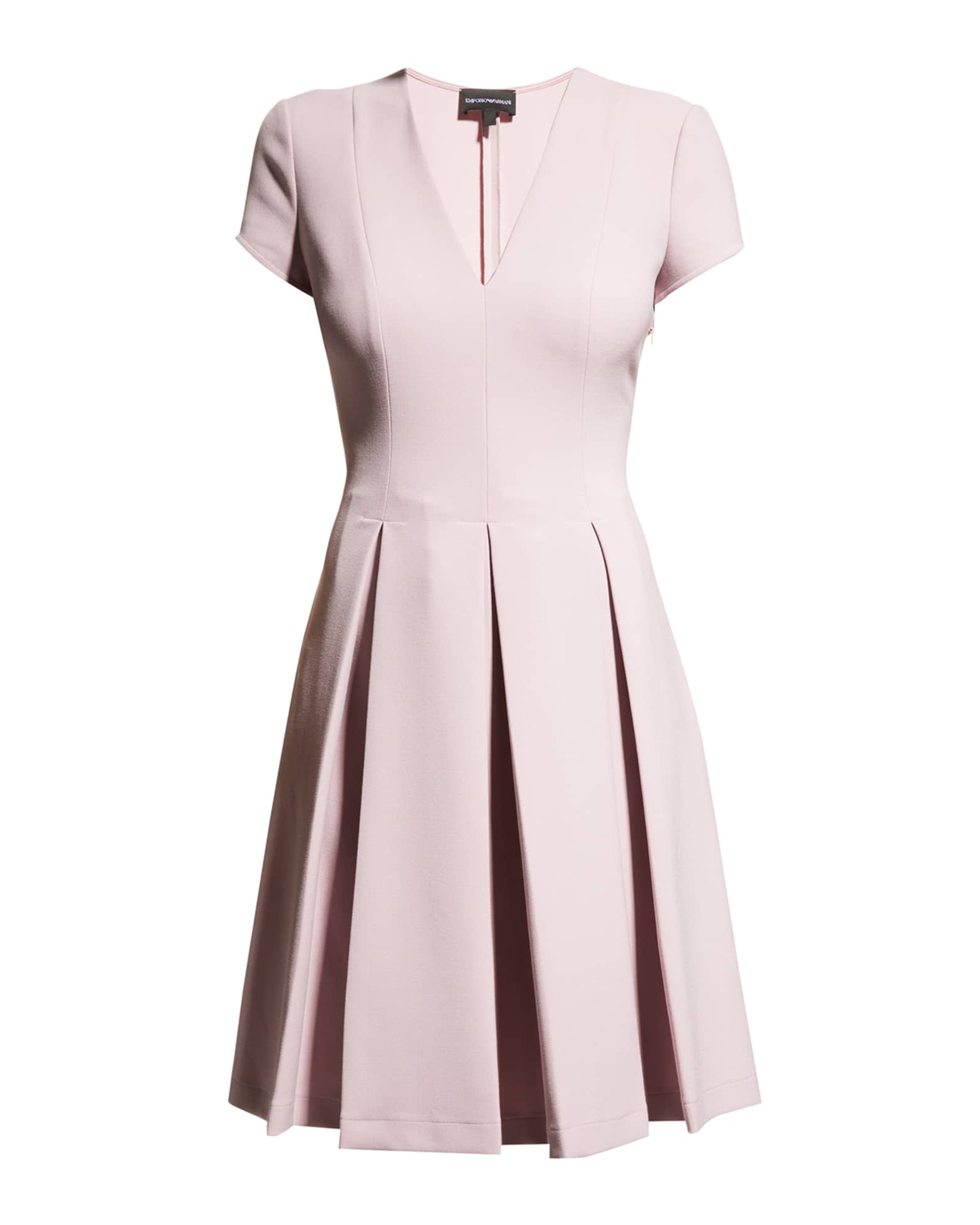 Emporio Armani Emma Pleated Short-Sleeve Dress | Neiman Marcus
