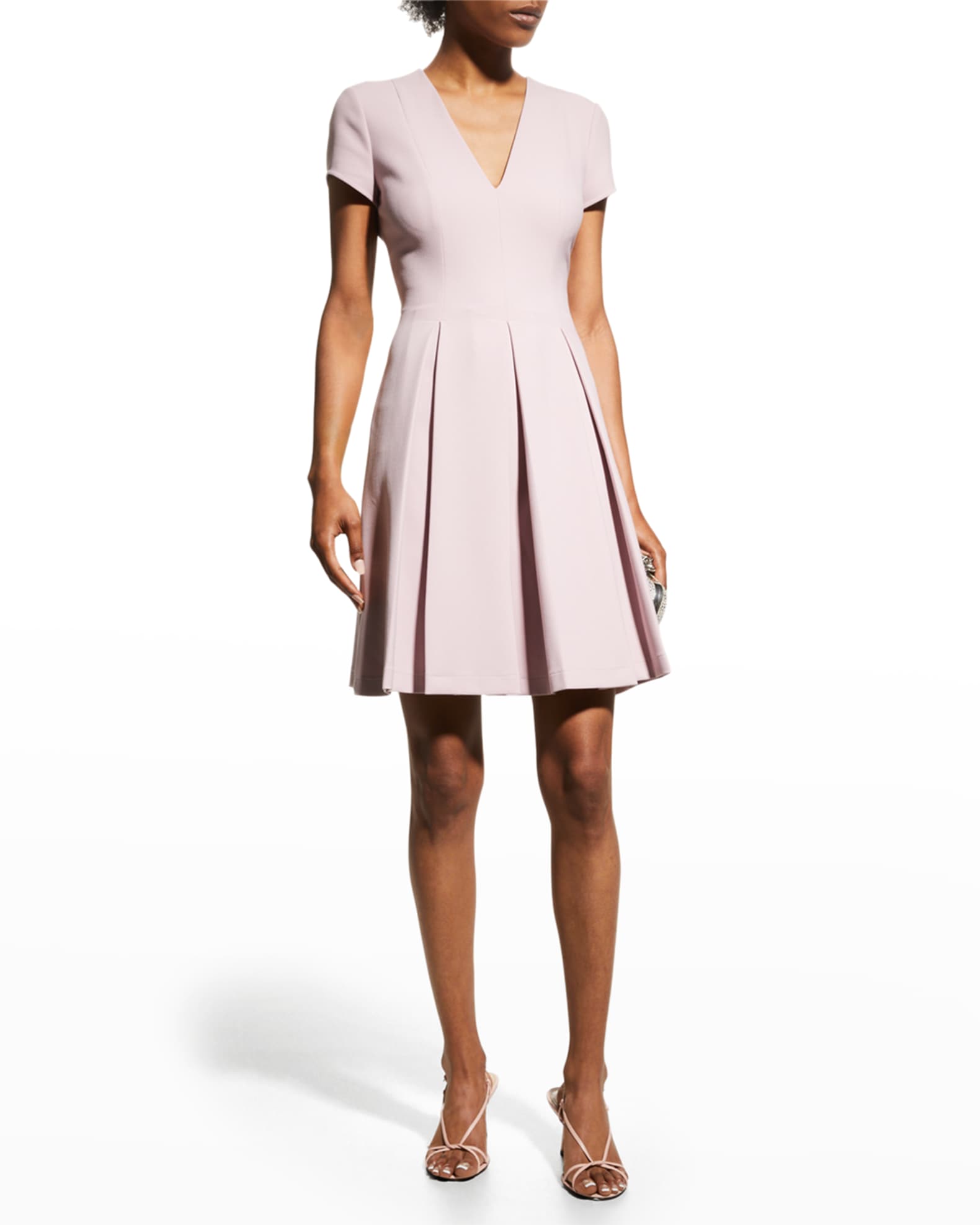 Emporio Armani Emma Pleated Short-Sleeve Dress | Neiman Marcus