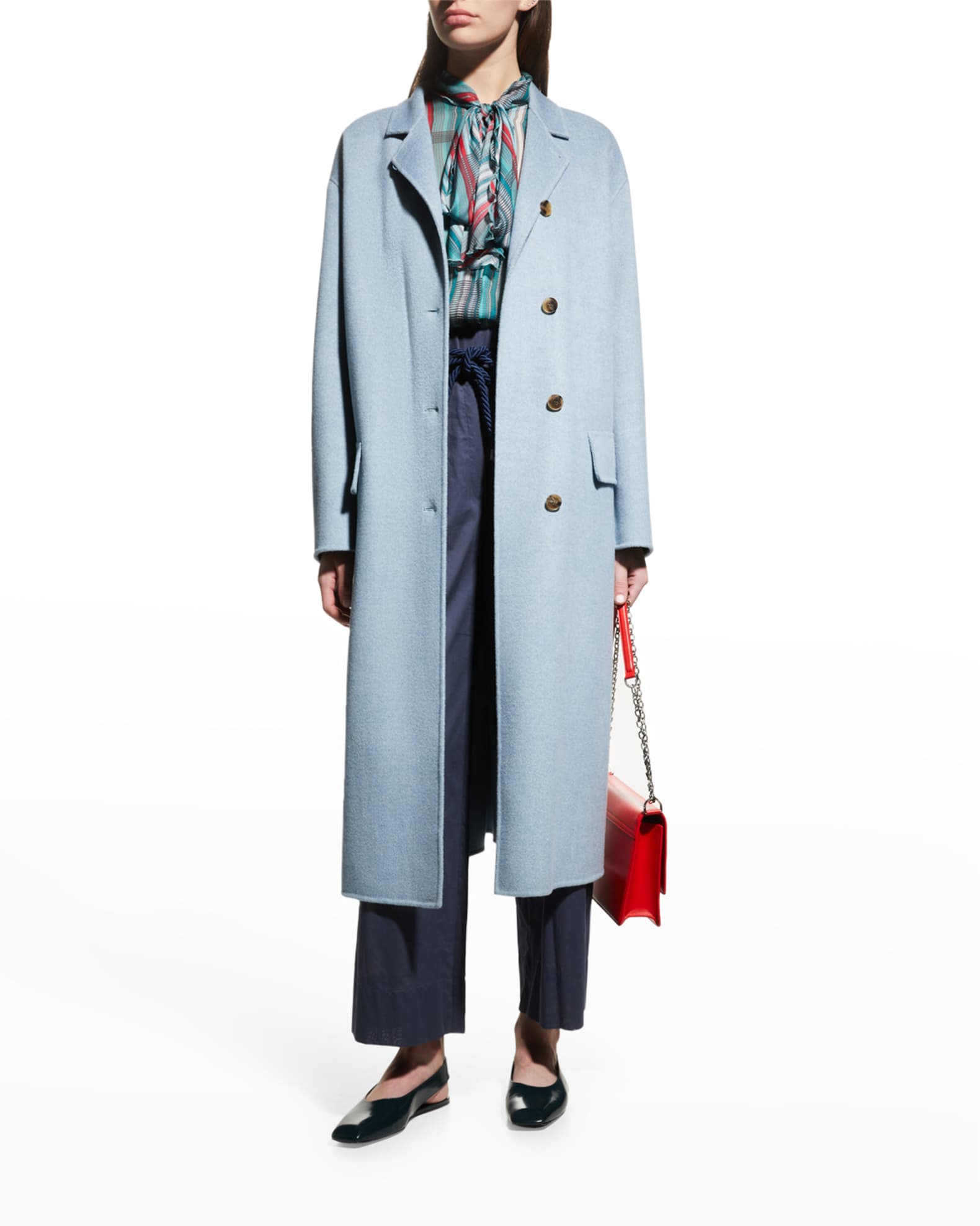 Emporio Armani Belted Wool Maxi Wrap Coat | Neiman Marcus