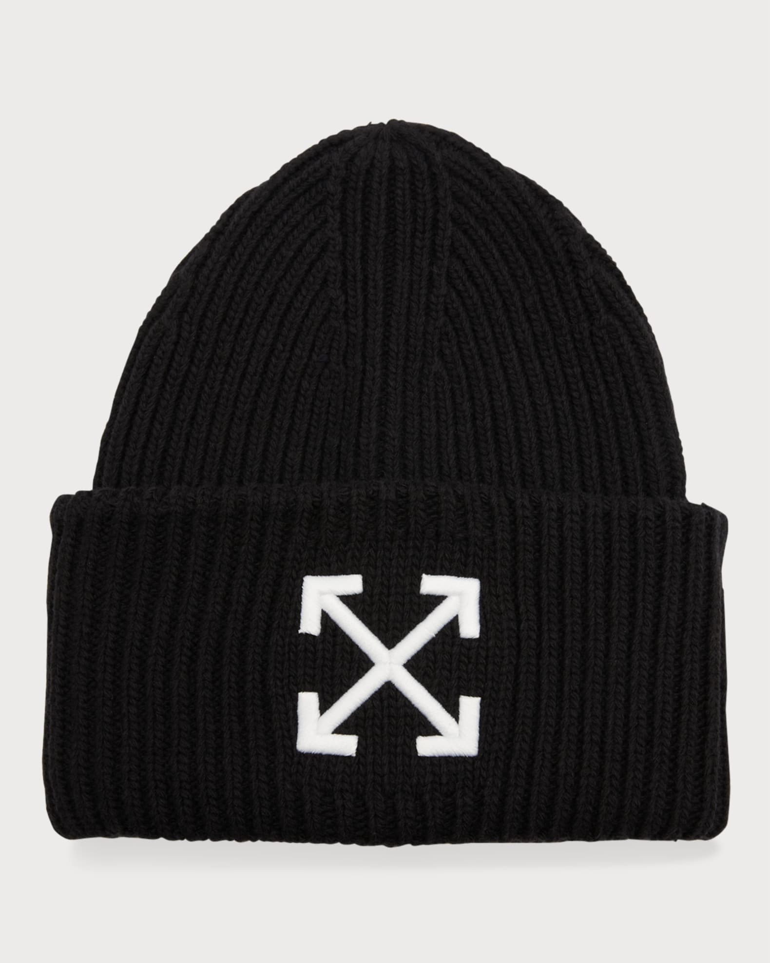Off-White Arrow Ribbed Wool Beanie | Neiman Marcus