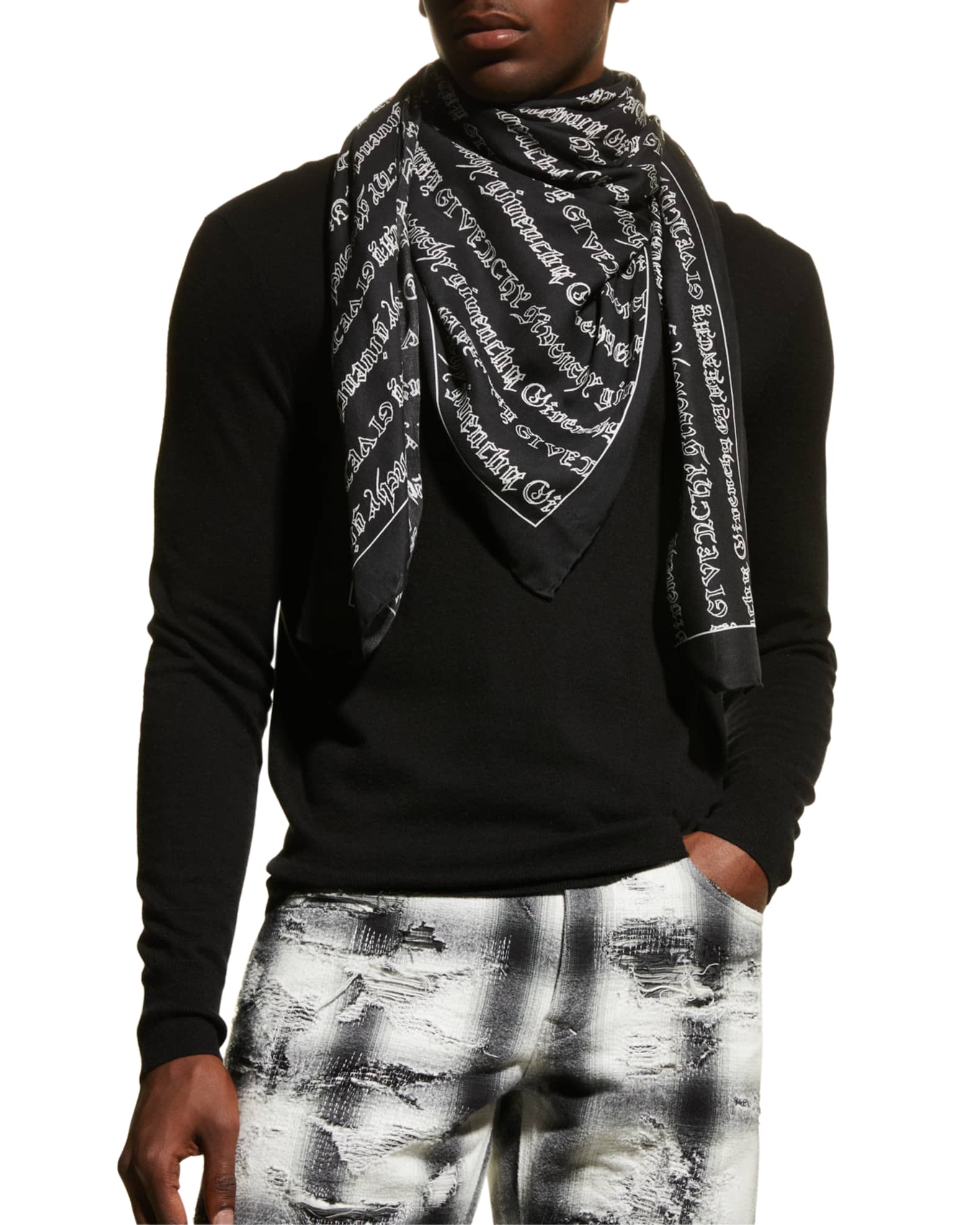 Givenchy Men's Cashmere Logo Scarf | Neiman Marcus