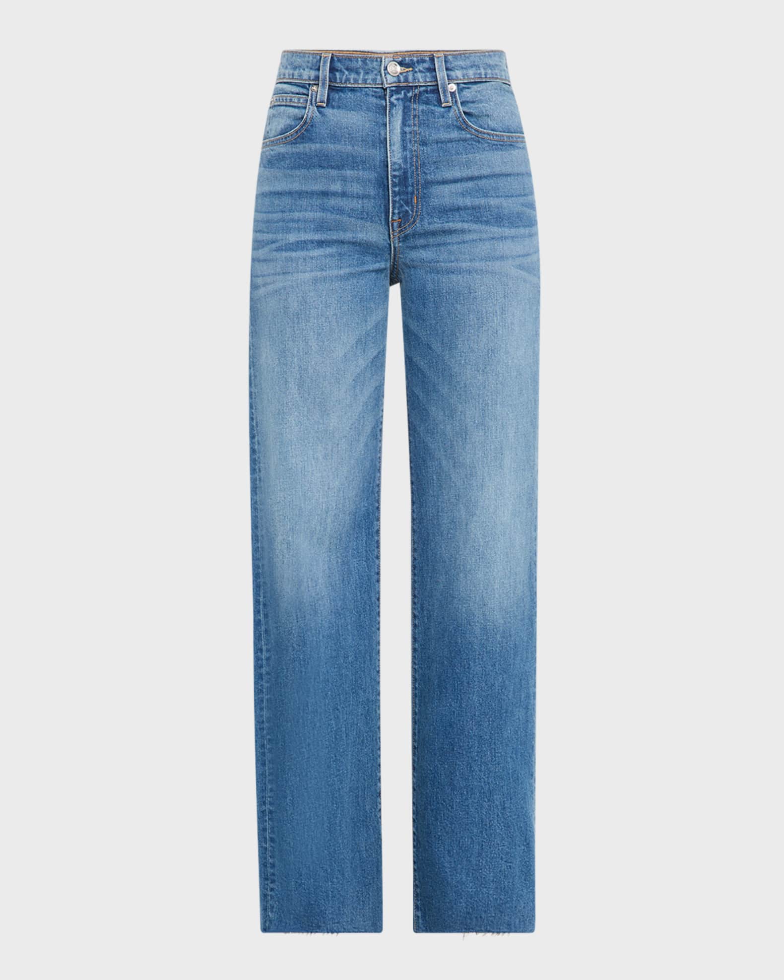 SLVRLAKE Grace Raw Hem Wide-Leg Jeans | Neiman Marcus