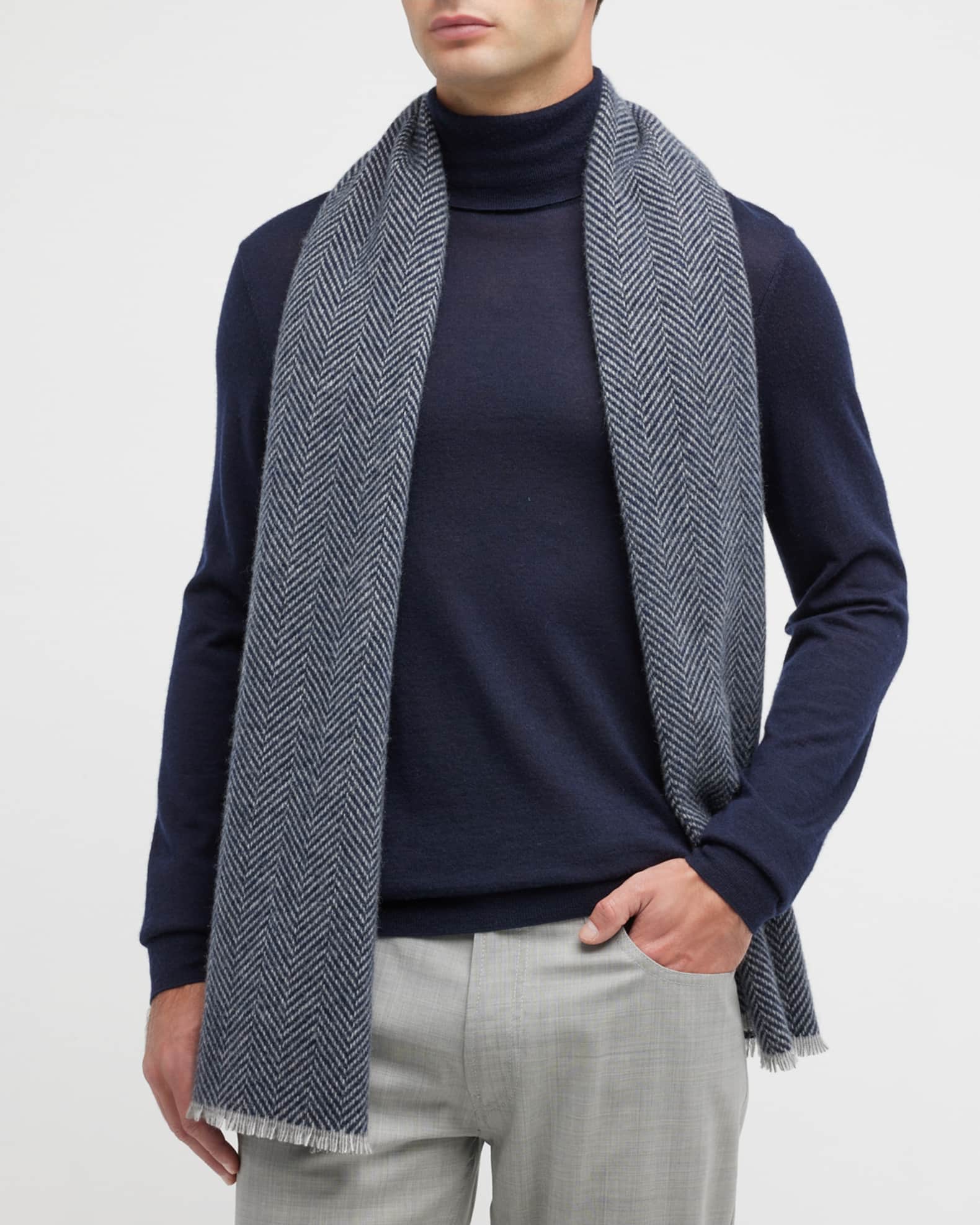 Men's Herringbone Cashmere Scarf | Neiman Marcus