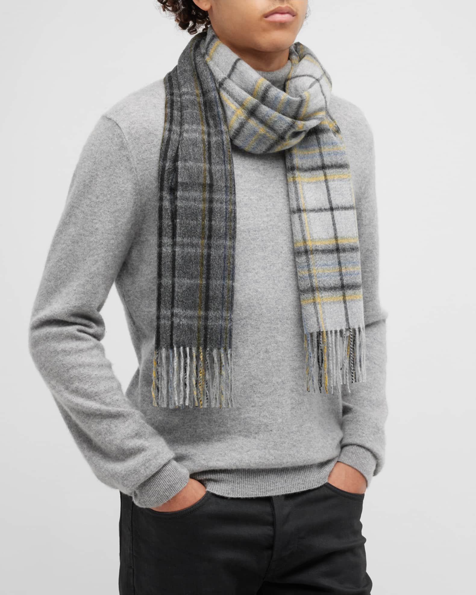 Neiman Marcus Men's Plaid Cashmere Scarf | Neiman Marcus