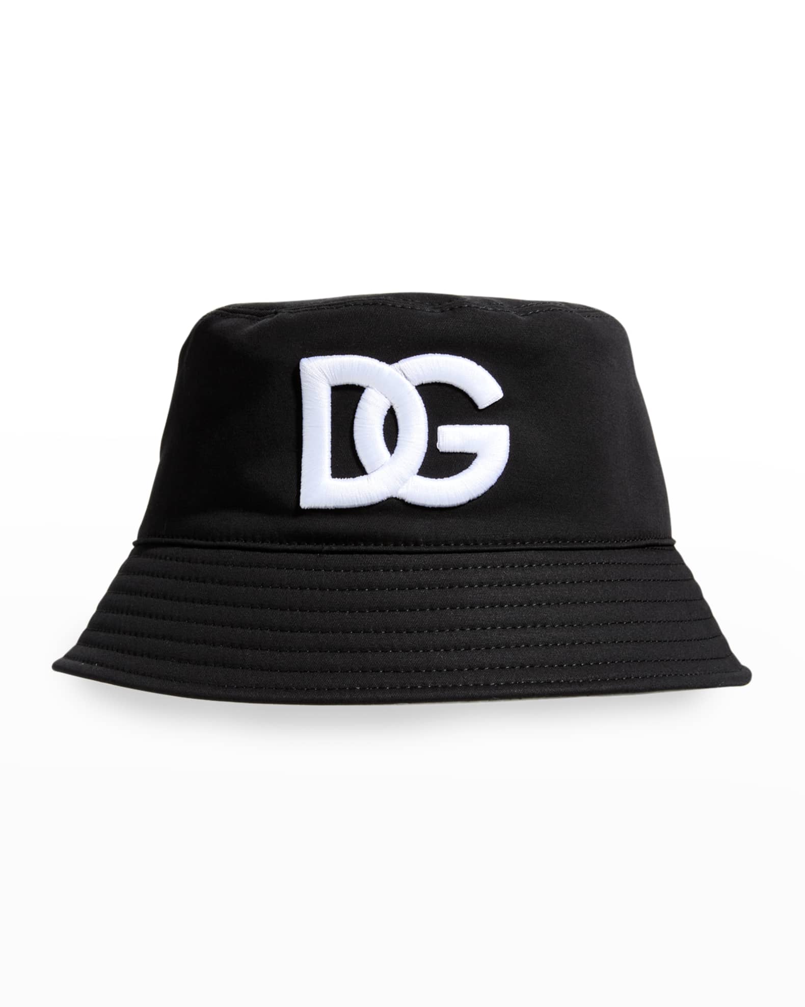 Dolce&Gabbana Men's Gabardina Cotton-Stretch DG-Logo Bucket Hat ...