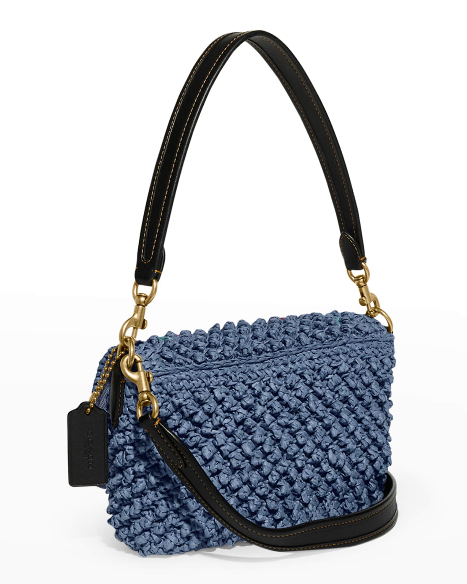 Coach Tabby Cherry Embroidered Straw Shoulder Bag | Neiman Marcus