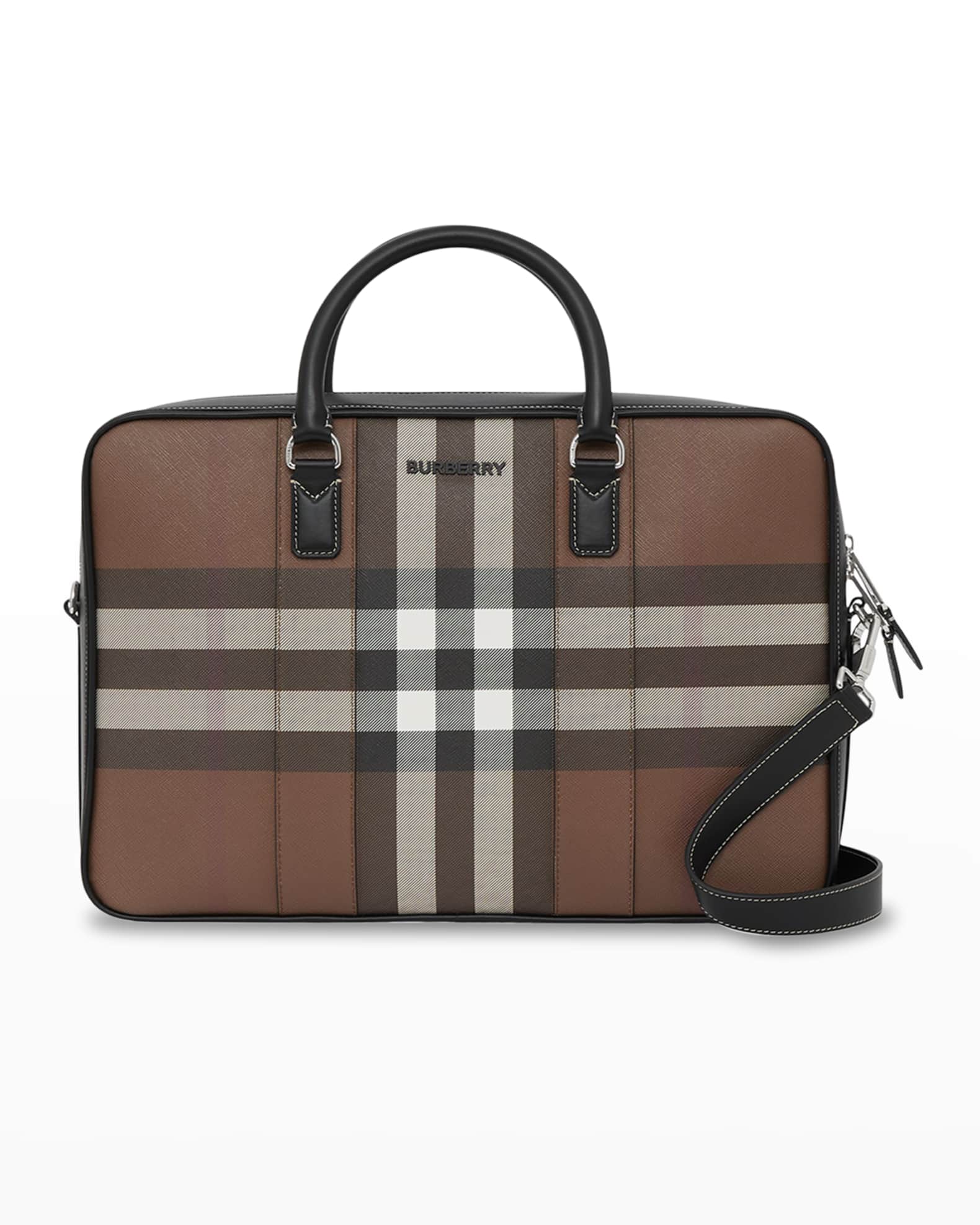 Burberry Men's Ainsworth Giant Check-E Canvas Briefcase Bag | Neiman Marcus