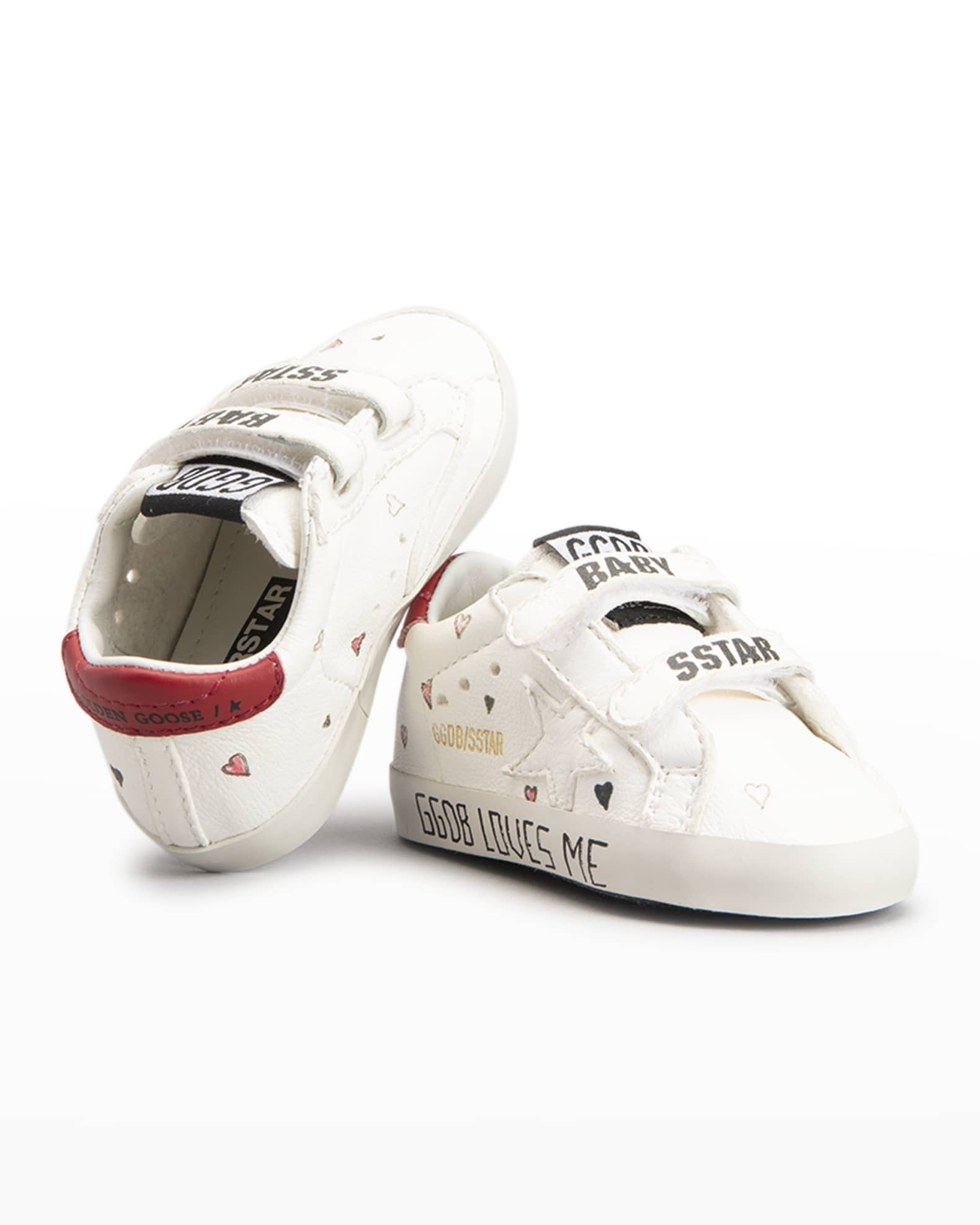 Golden Goose Girl's Hand-Painted Hearts Leather Sneakers, Baby | Neiman ...