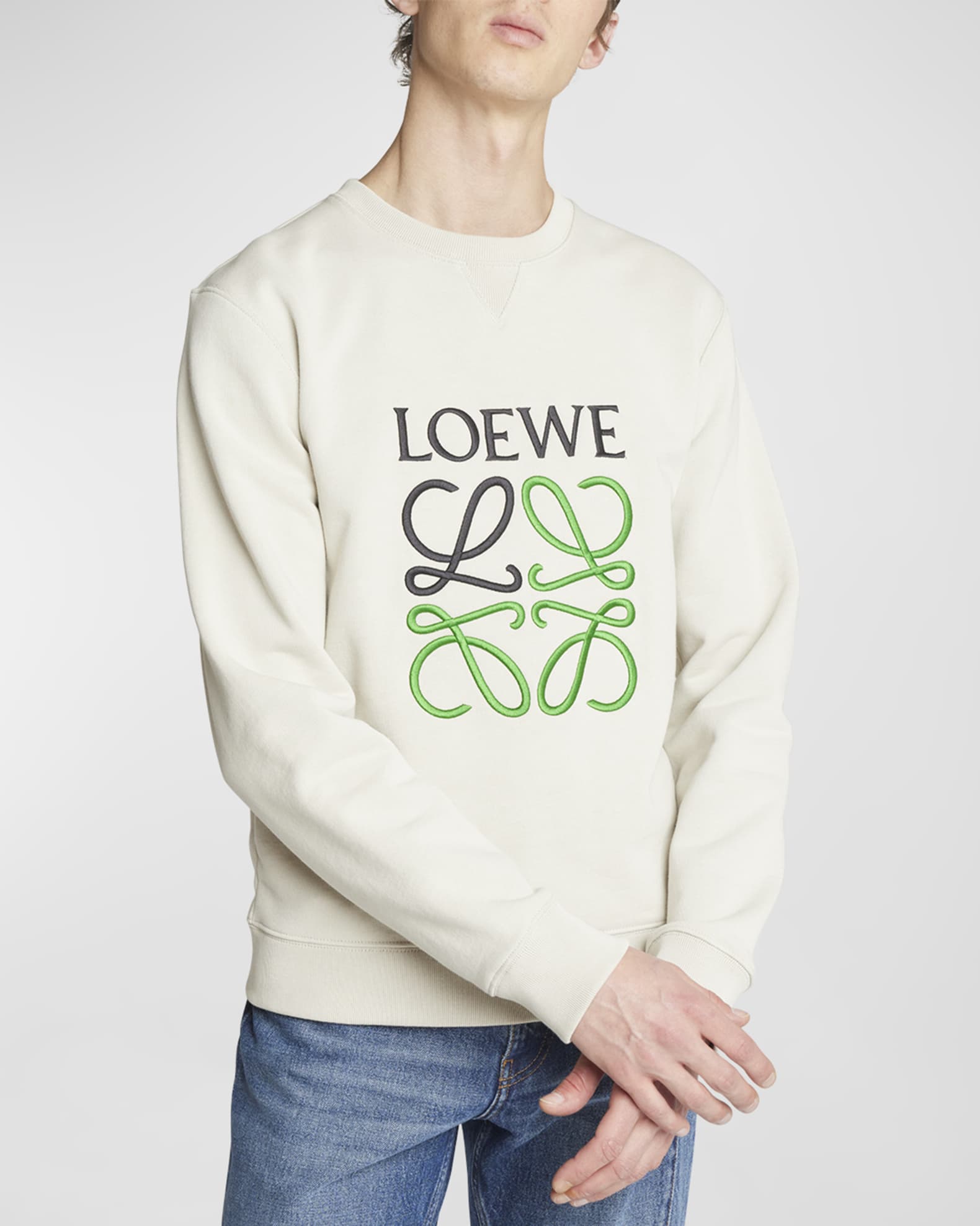 Loewe Men's Anagram Crew Sweatshirt | Neiman Marcus