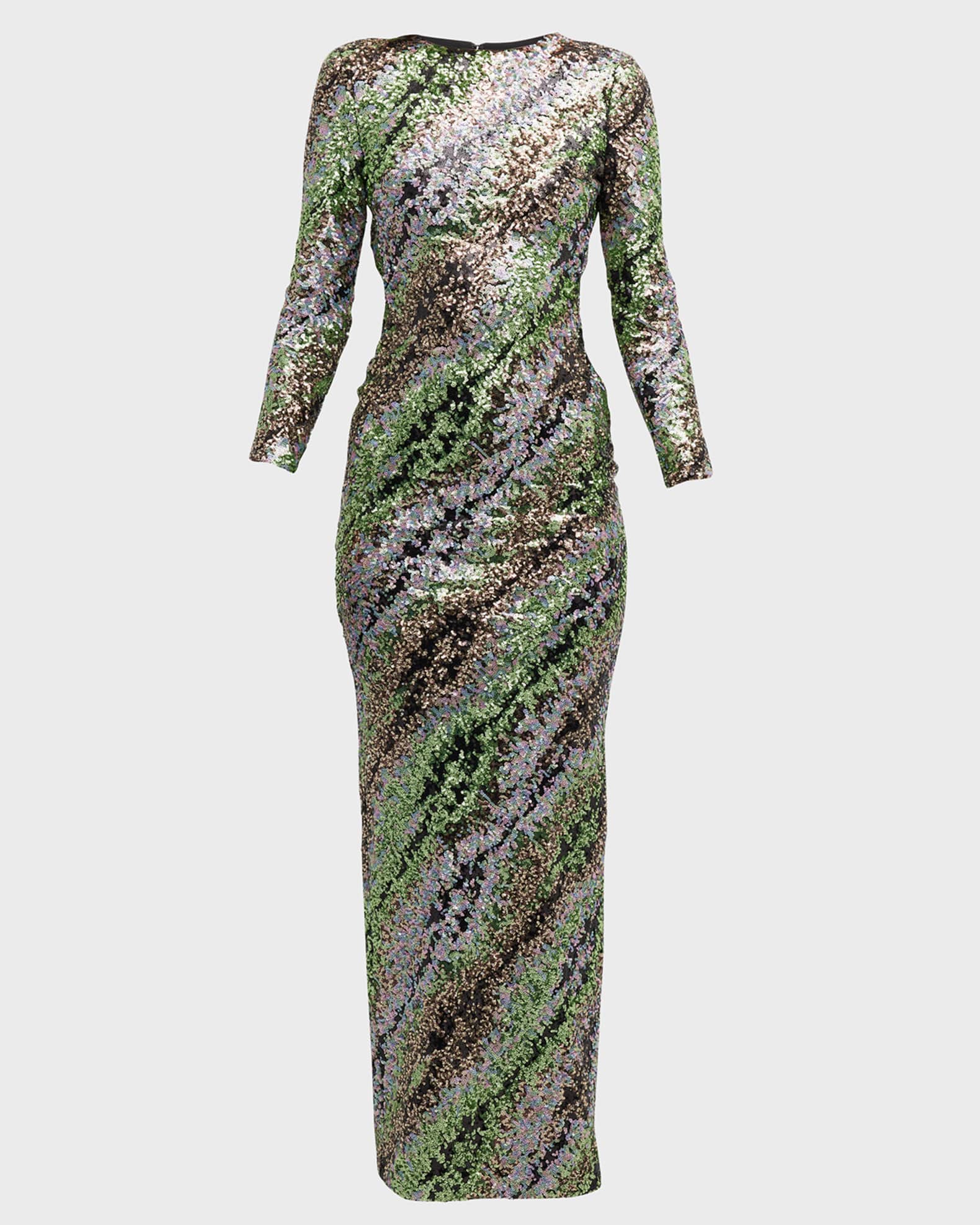Halpern Open-Back Diagonal Sequin Column Gown | Neiman Marcus