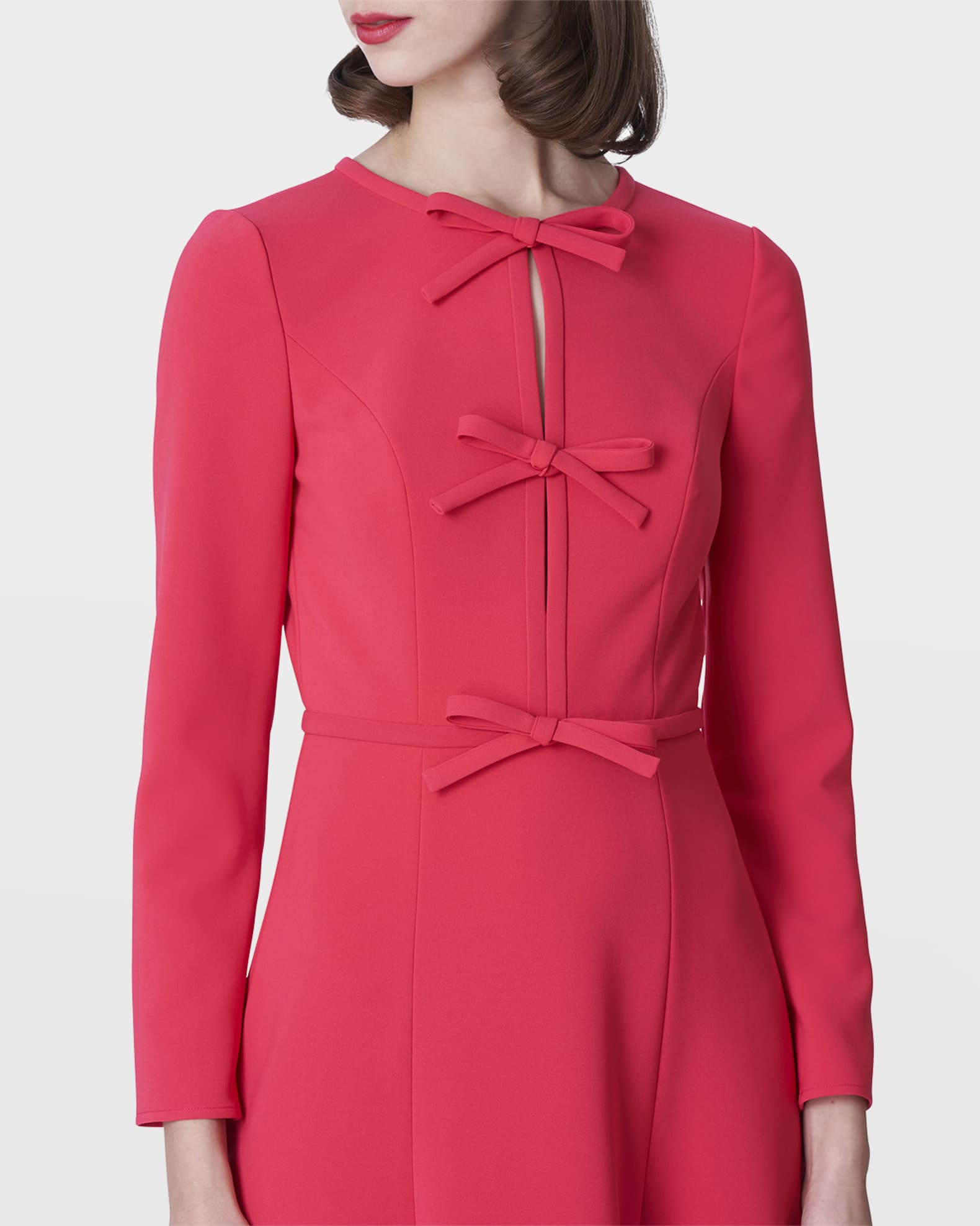 Carolina Herrera Triple Bow Keyhole Long-Sleeve Gown | Neiman Marcus