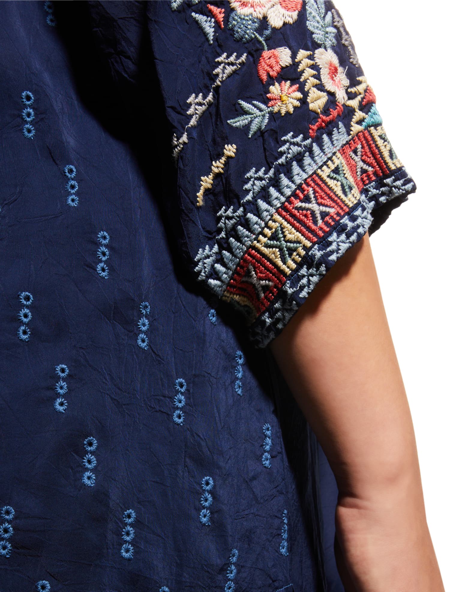 Johnny Was Plus Size Vicenza Floral-Embroidered Tunic | Neiman Marcus