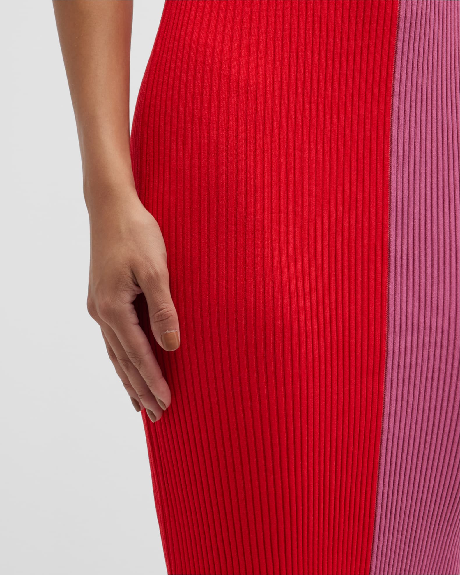 Staud Colleen Two-Tone Rib-Knit Midi Dress | Neiman Marcus