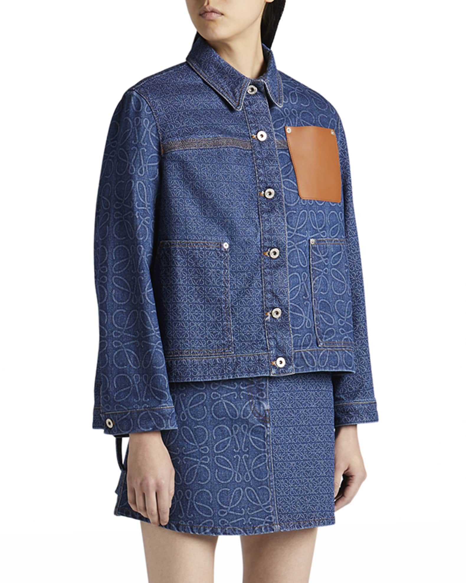 Loewe Anagram Workwear Denim Jacket | Neiman Marcus