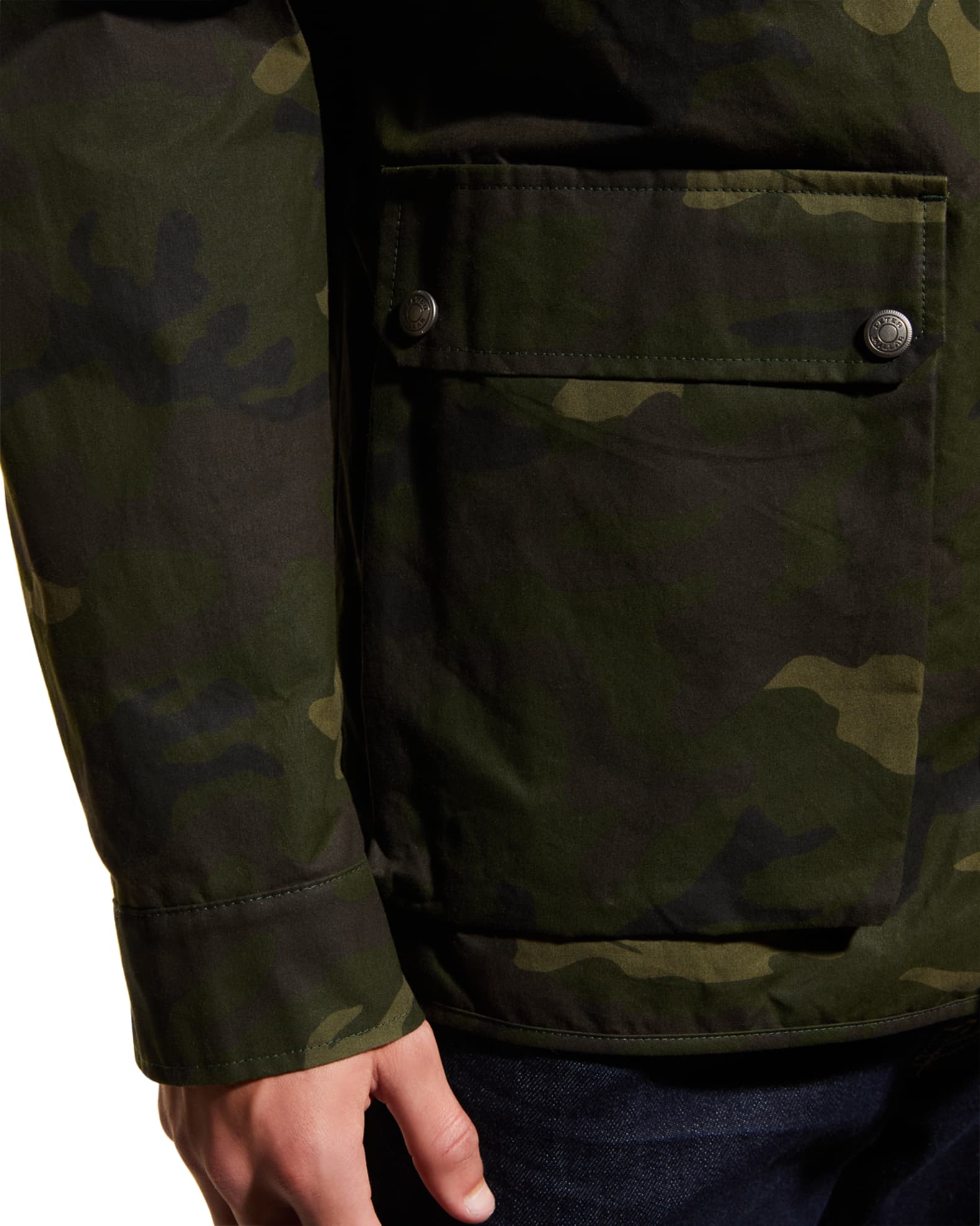 Peter Millar Men's Waxed Cotton Camouflage Field Jacket | Neiman Marcus