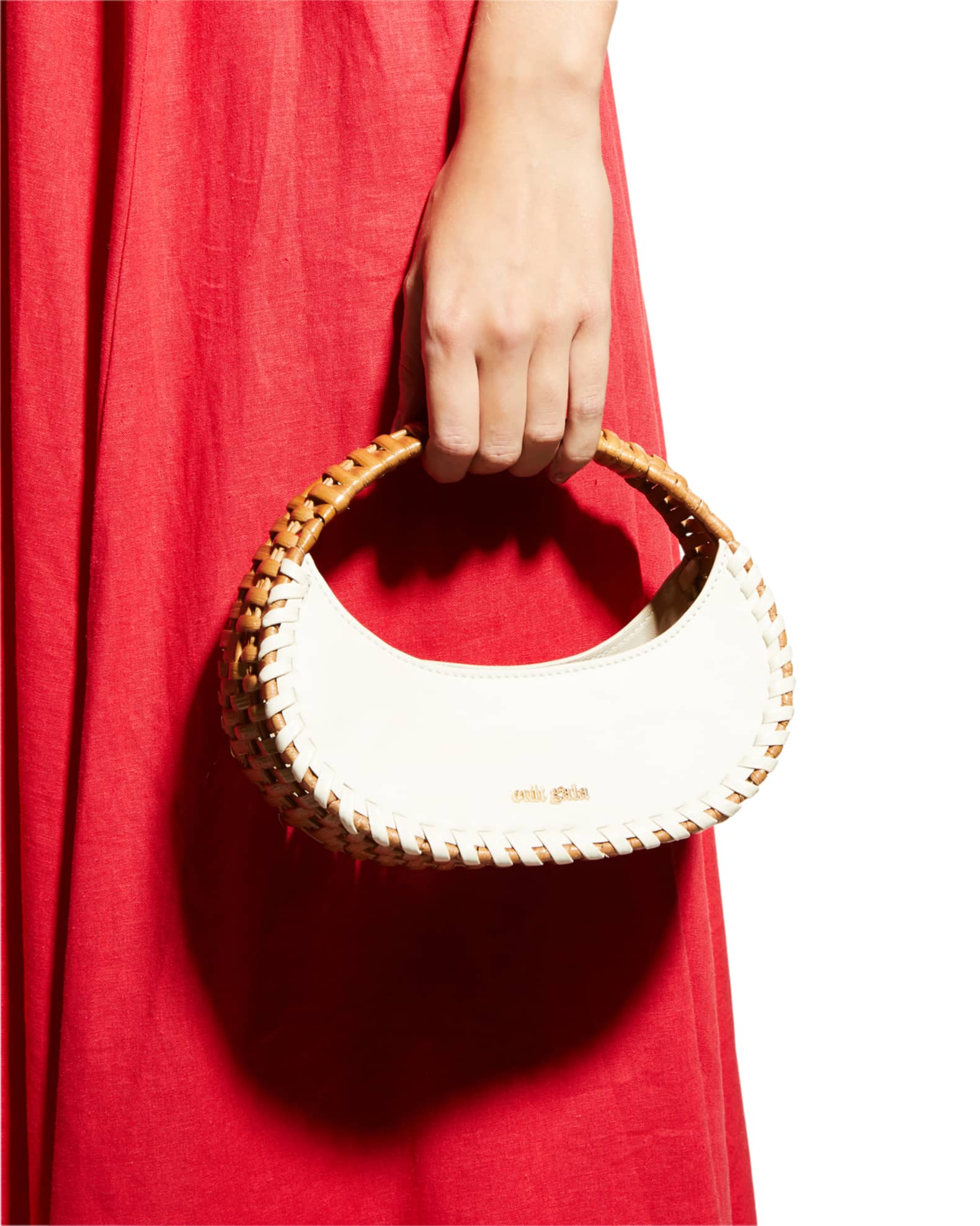 Cult Gaia Aiko Woven Leather Top-Handle Bag | Neiman Marcus