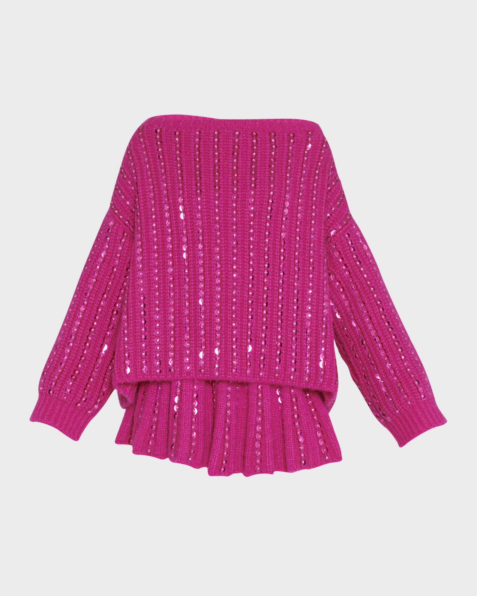 Valentino Garavani Off-The-Shoulder Sequin Rib Sweater | Neiman Marcus