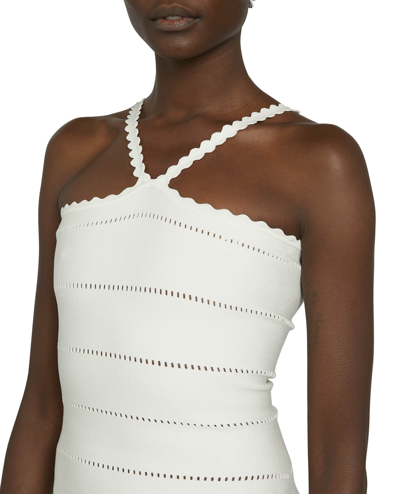Victoria Beckham Scalloped-Strap Flare Midi Dress | Neiman Marcus