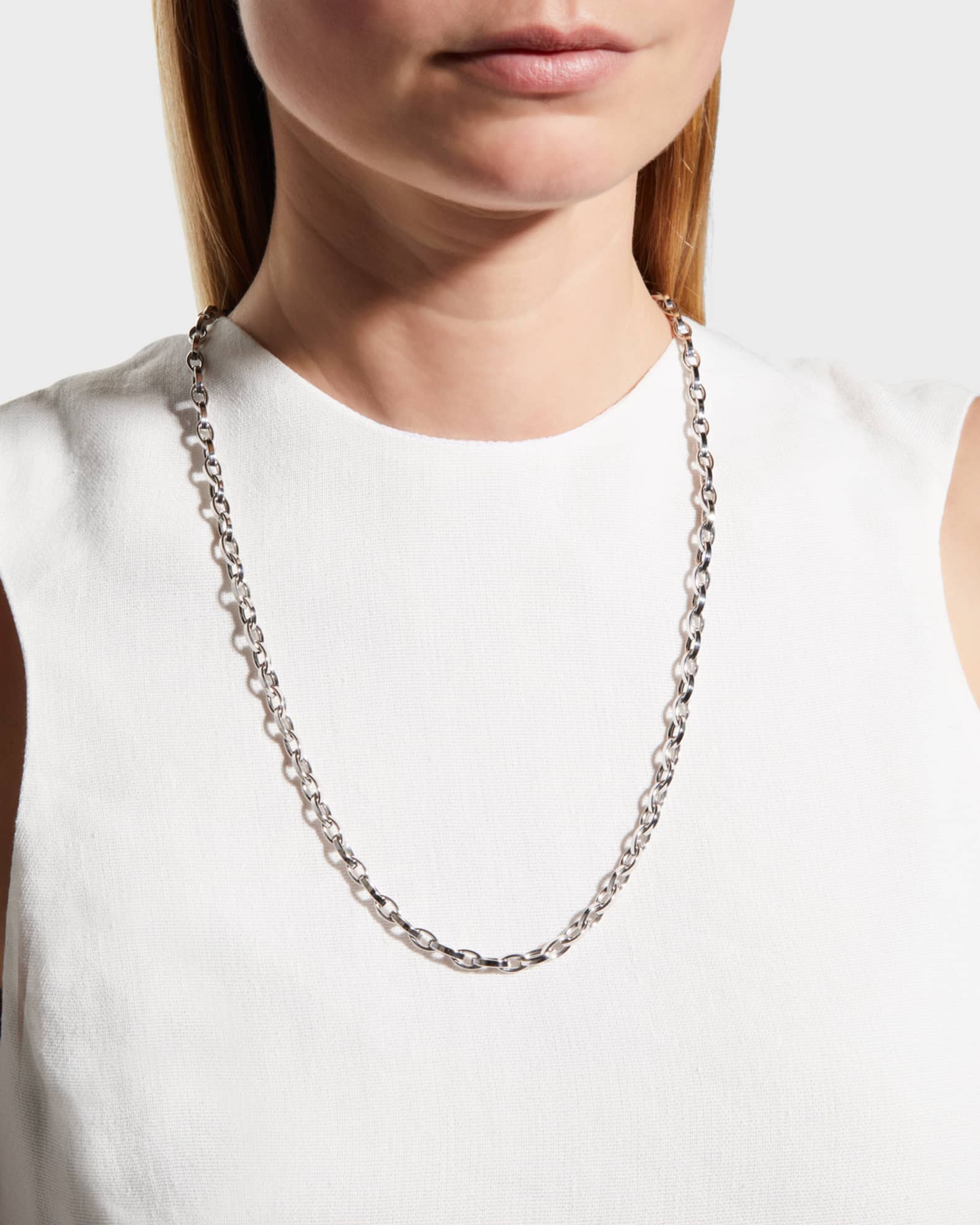 Roberto Coin Yellow Gold Almond Link Chain, 28"L | Neiman Marcus