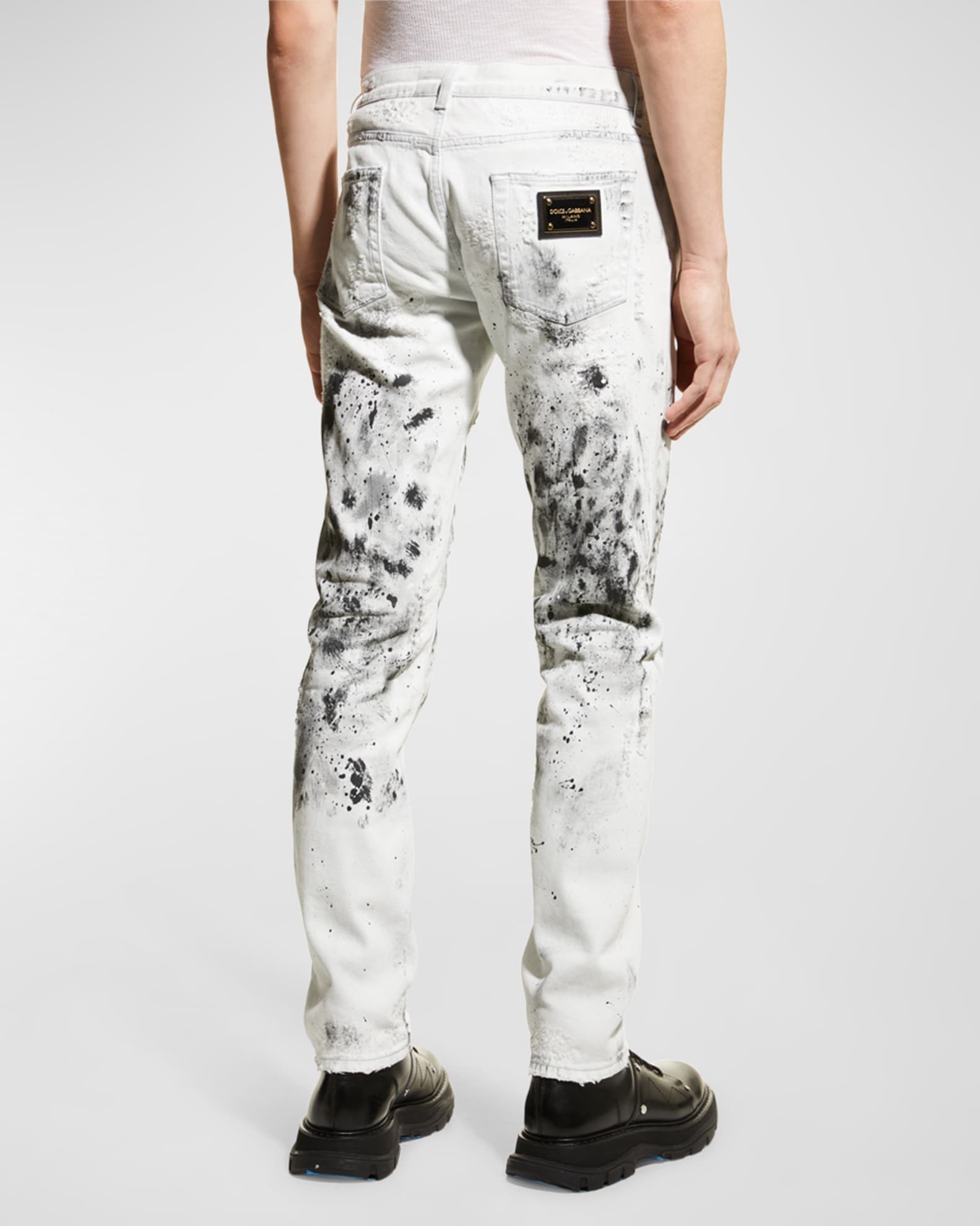 Dolce&Gabbana Men's Paint-Splatter Jeans | Neiman Marcus