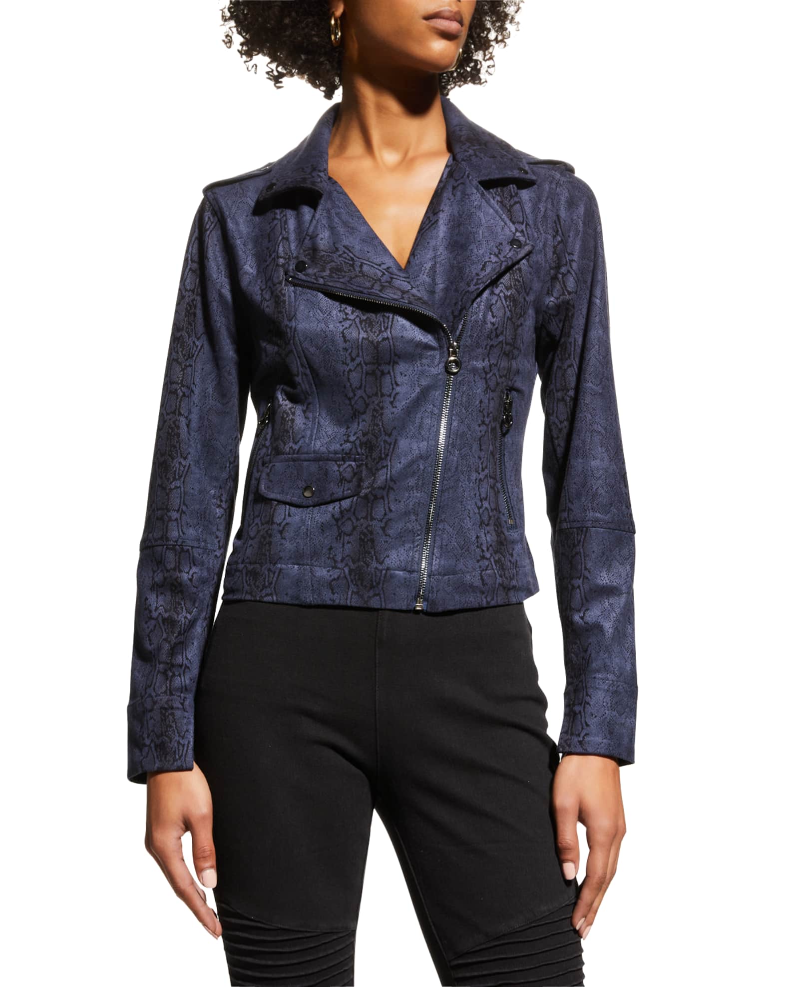Lysse Amelia Snakeskin Moto Jacket | Neiman Marcus